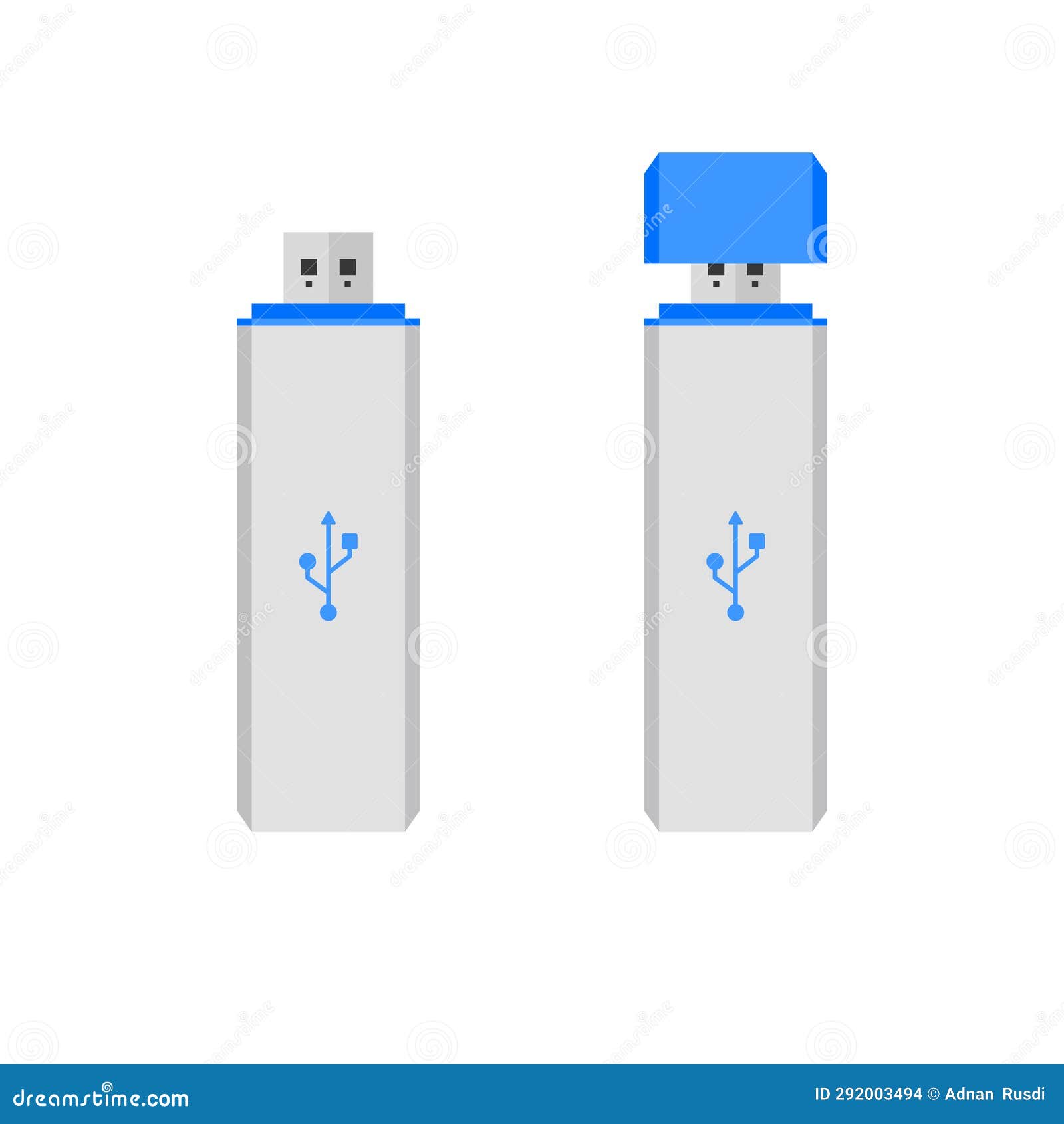 USB Flash Drive Flat Design Vector Illustration Isolated on White ...