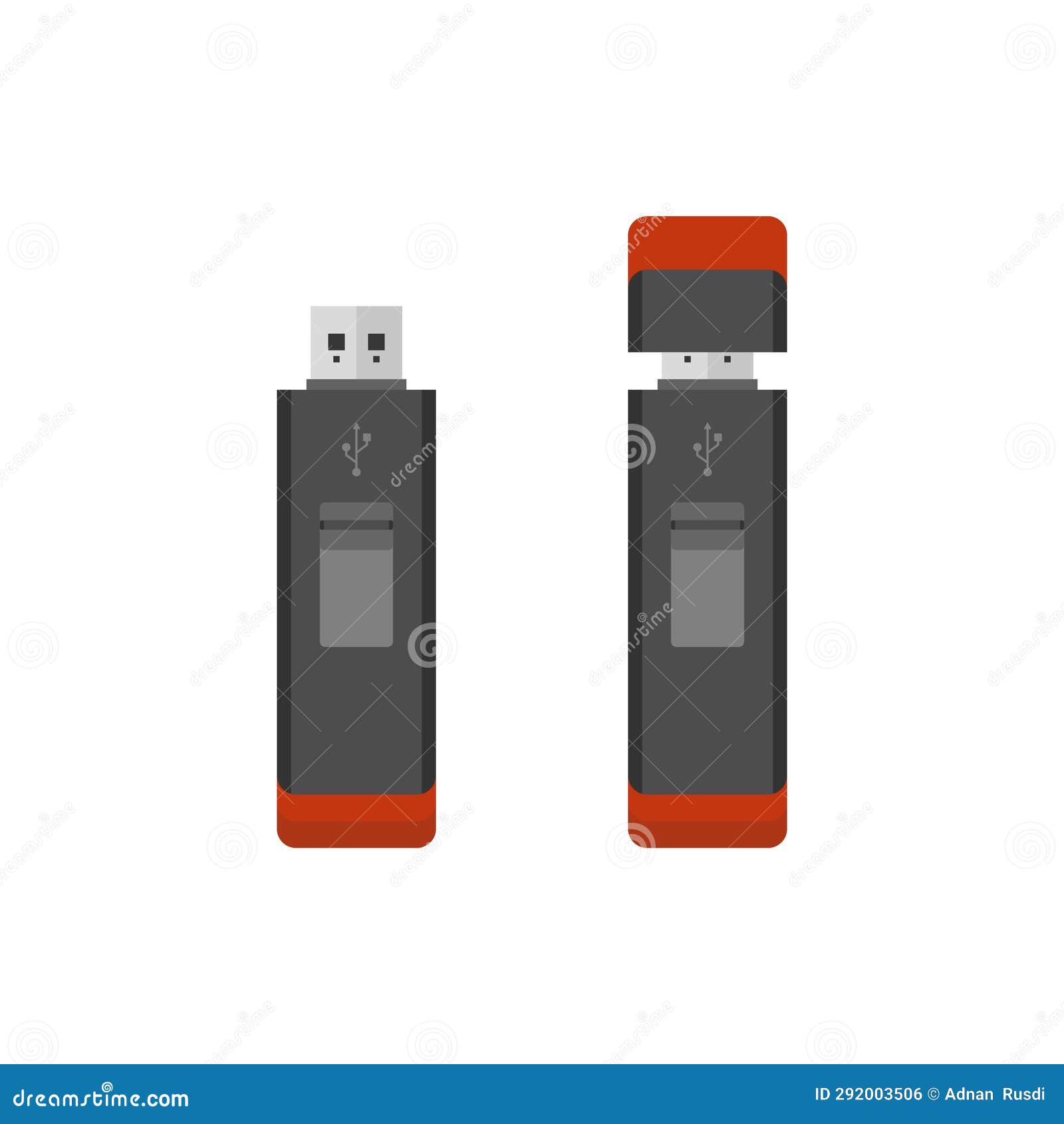 USB Flash Drive Flat Design Vector Illustration Isolated on White ...