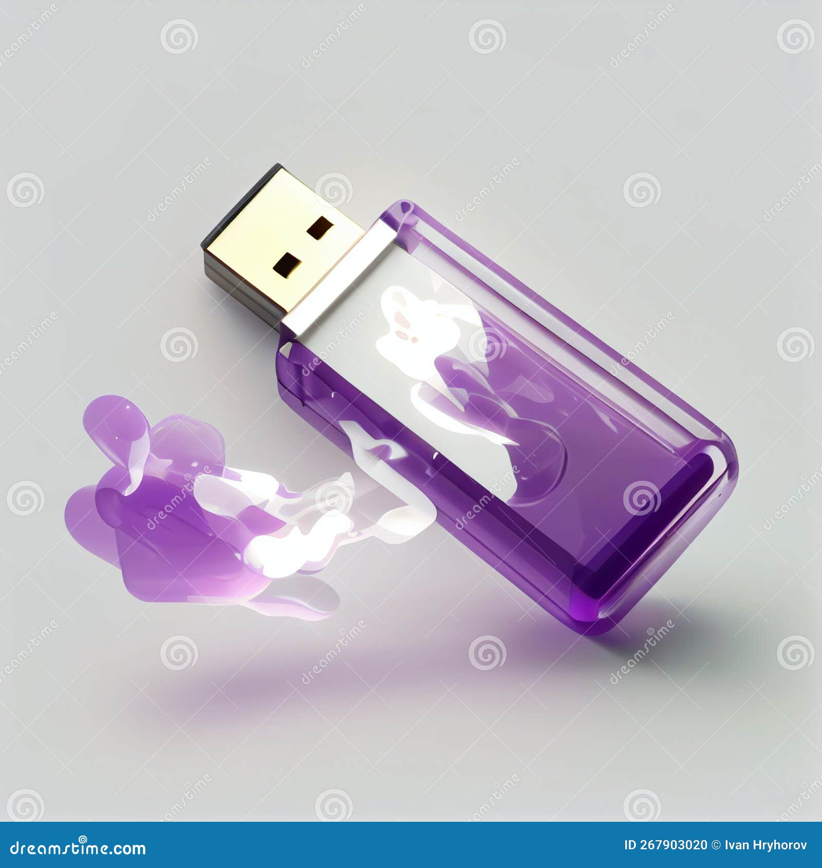 USB Flash Drive with Floating Leaked Data - AI Generated Purple Gadget ...