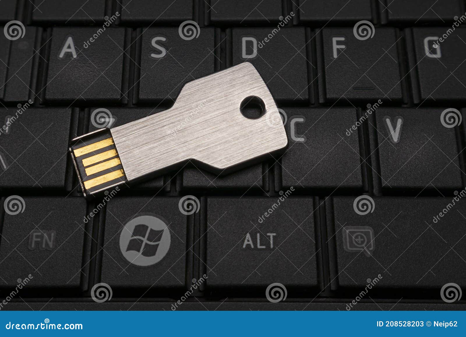 USB Flash Drive in the Form of a Key and Keyboard Editorial Stock Photo ...