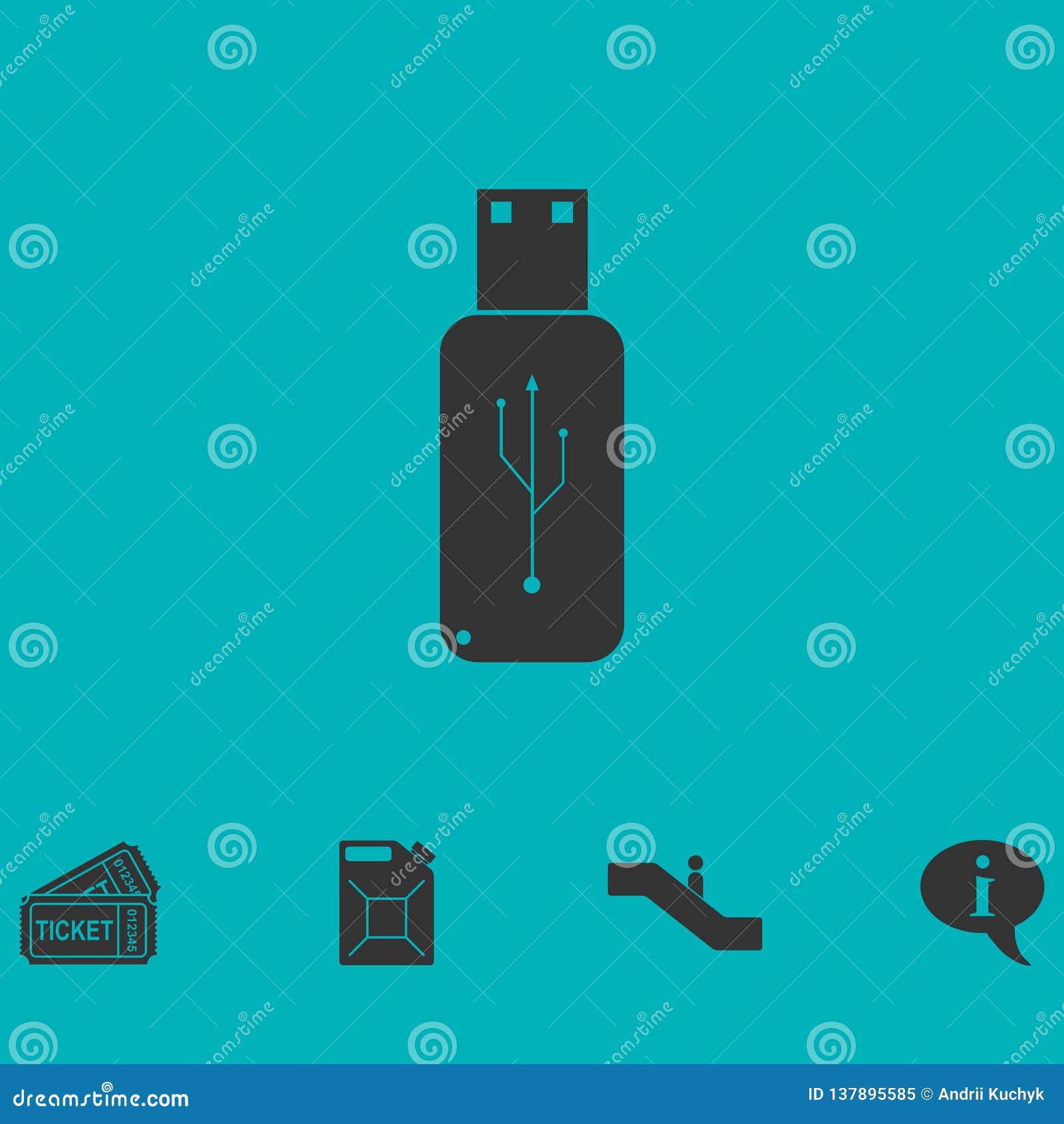 Usb flash drive icon flat stock vector. Illustration of button - 137895585