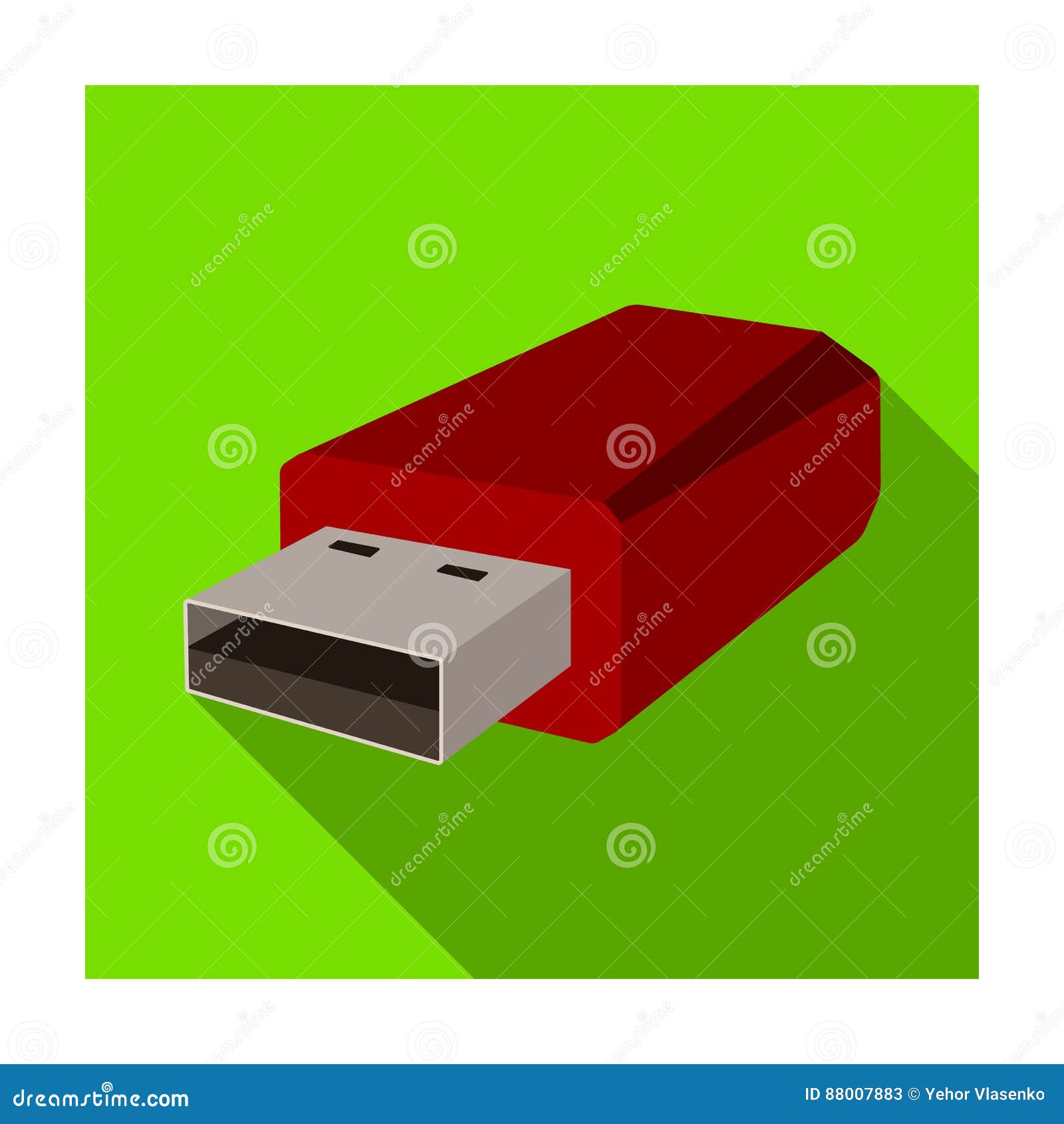 USB Flash Drive Icon in Flat Style Isolated on White Background ...