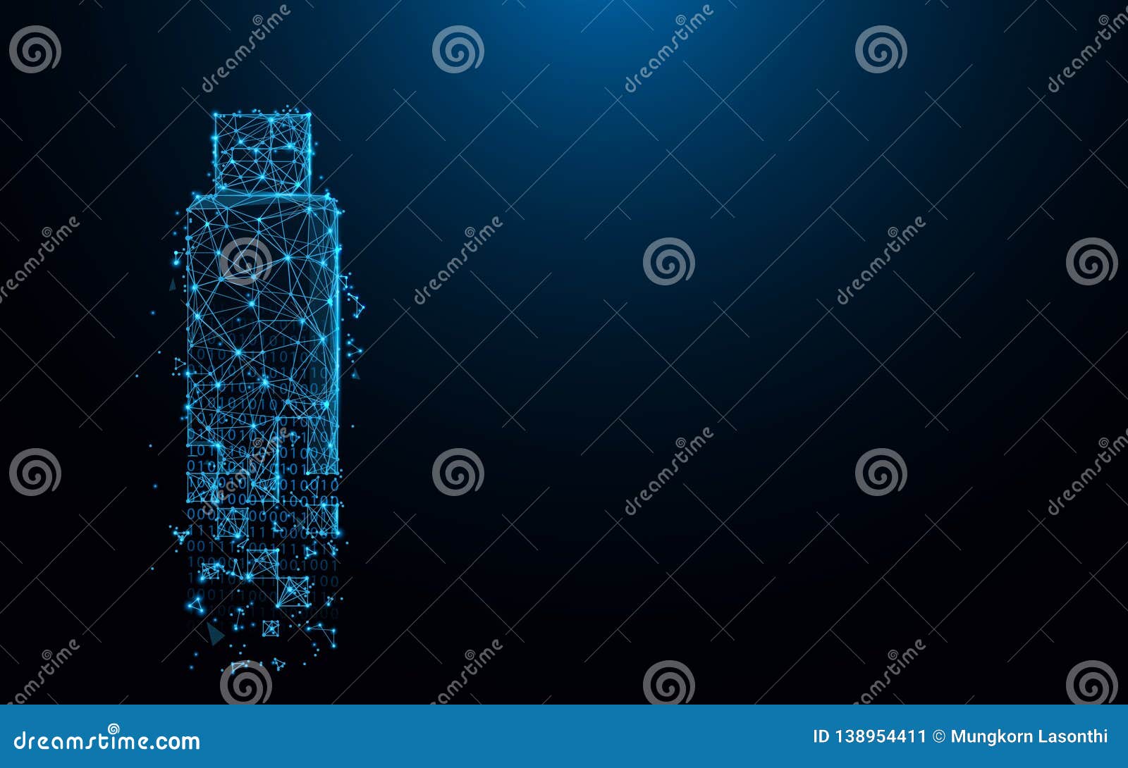 USB Flash Drive Icon Human with Gear Icon from Lines, Triangles and ...