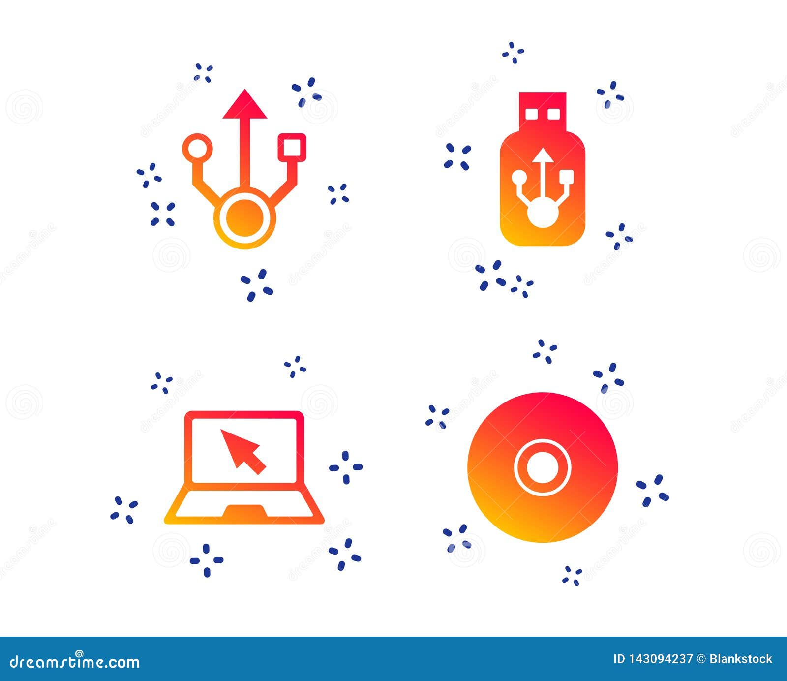 Usb Flash Drive Icons. Notebook or Laptop Pc. Vector Stock Vector ...