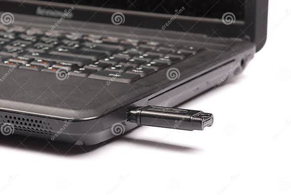 USB Flash Drive Inserted into the Laptop Stock Image - Image of ...