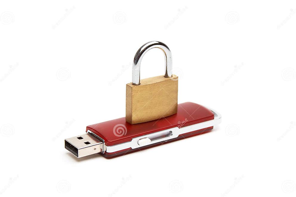 USB Flash Drive with a Lock Stock Photo - Image of security, input ...