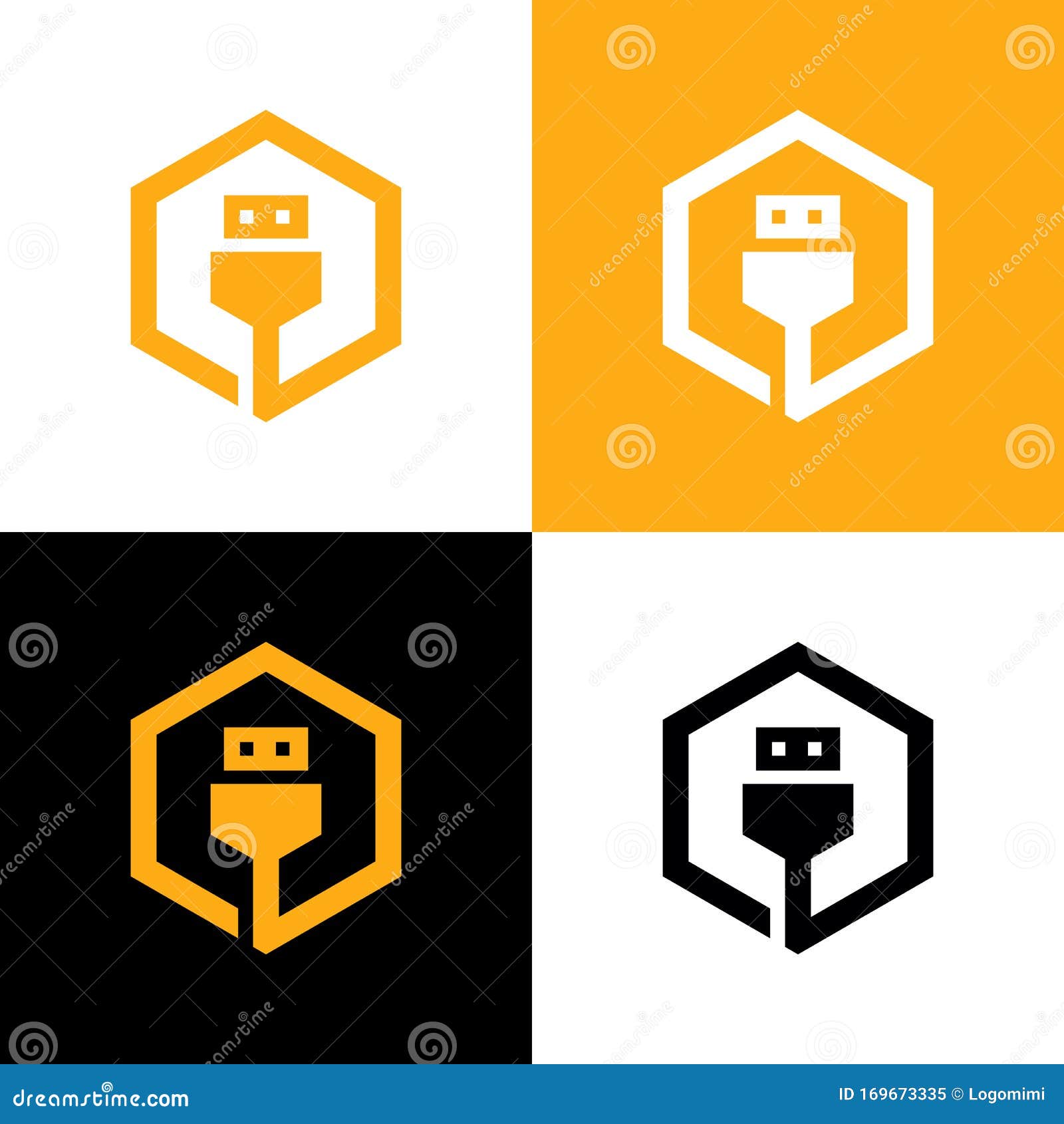 USB Flash Drive Logo Design Template Elements, Hexagon Shape Vector ...