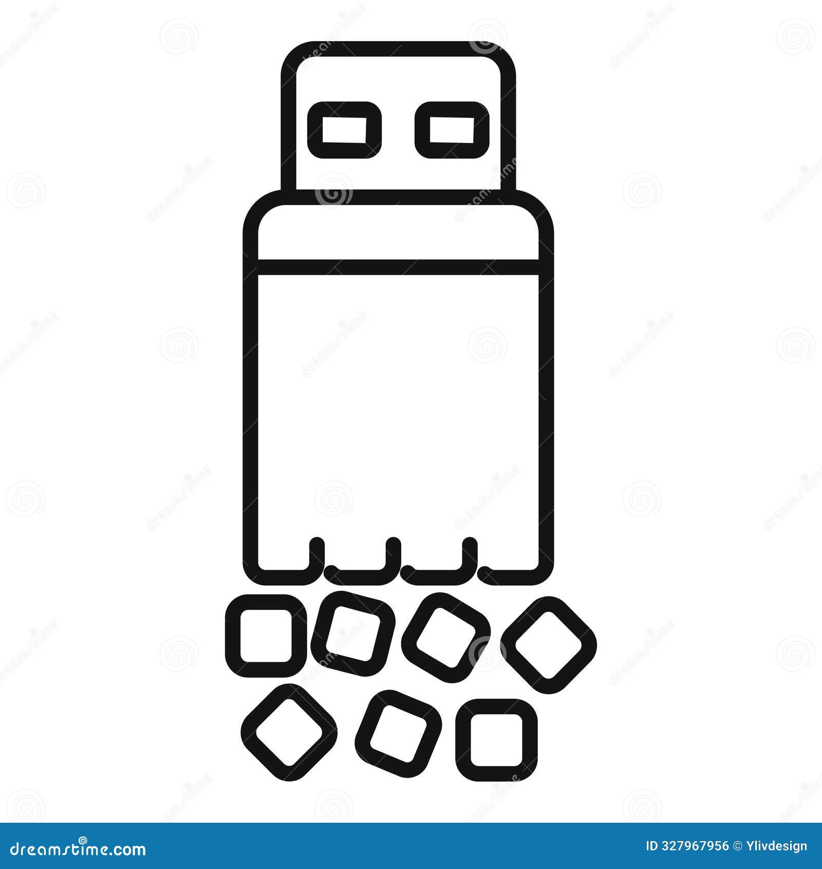 Usb Flash Drive Losing Data Depicted with Squares Falling from Device ...