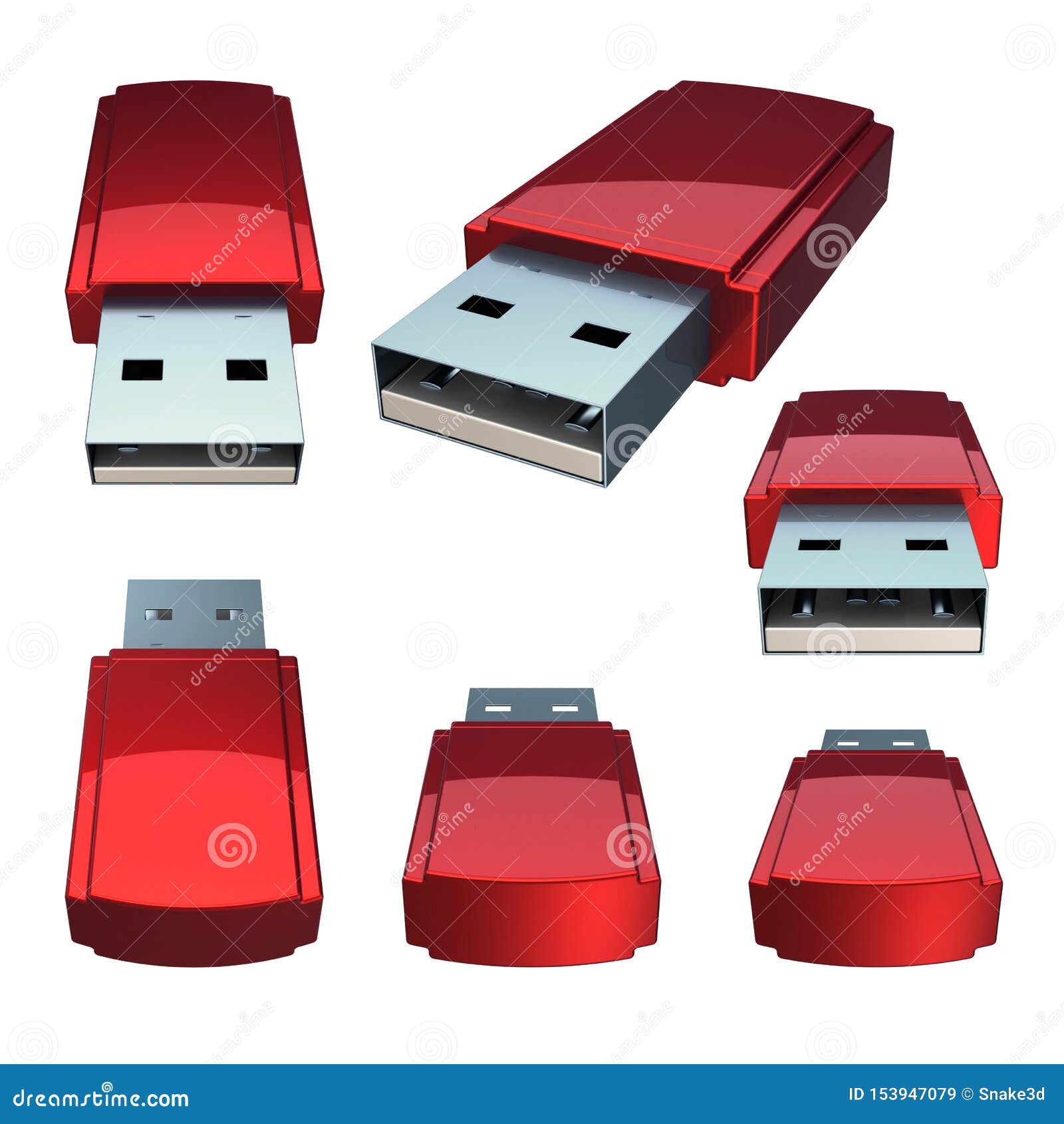 USB Flash Drive Memory Stick Set Close-up Red. Storage Dongle Plug ...