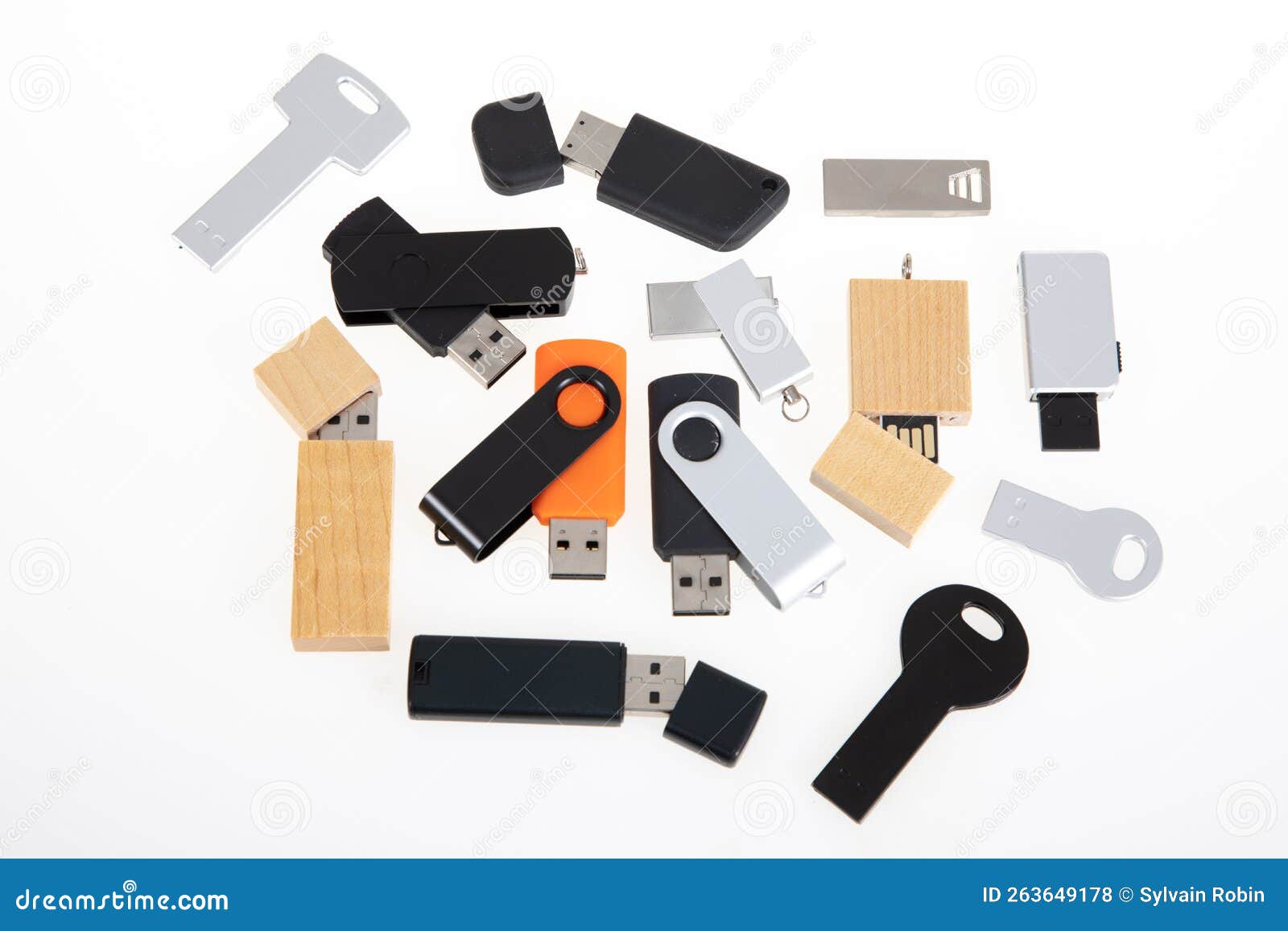 USB Flash Drive Memory Sticks Keys on White Background in Flat Style ...