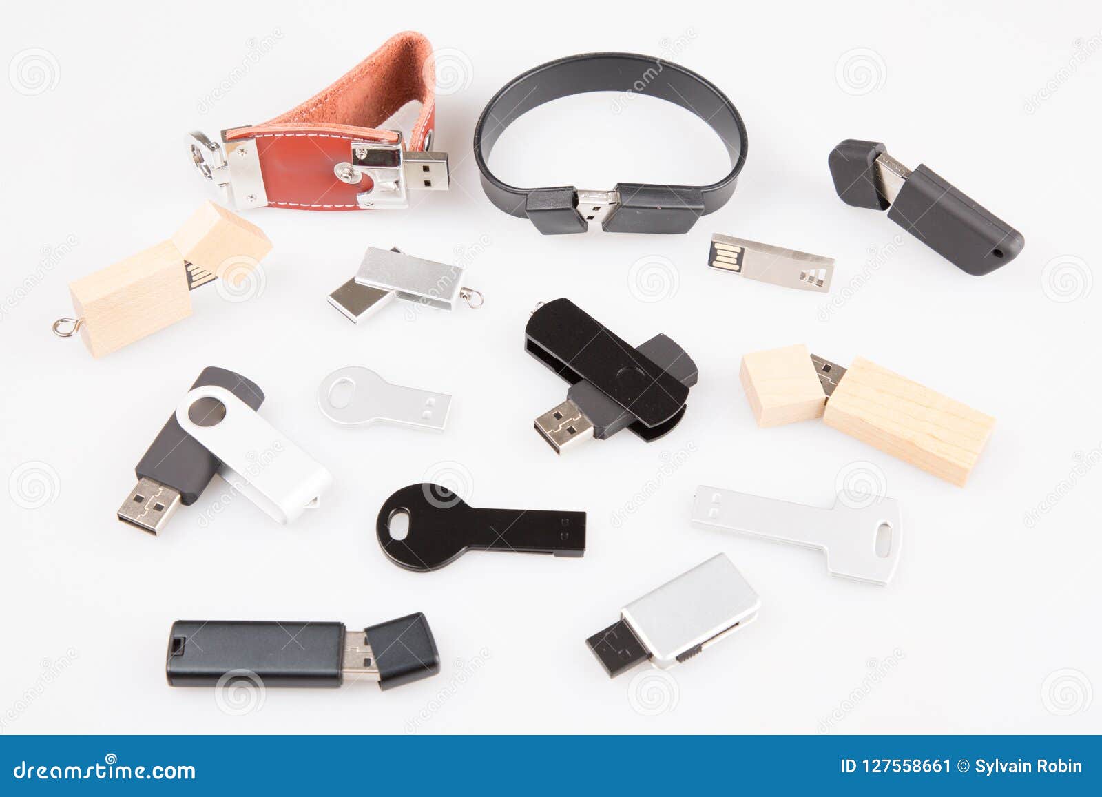 USB Flash Drive Memory Sticks on White Background Stock Image - Image ...