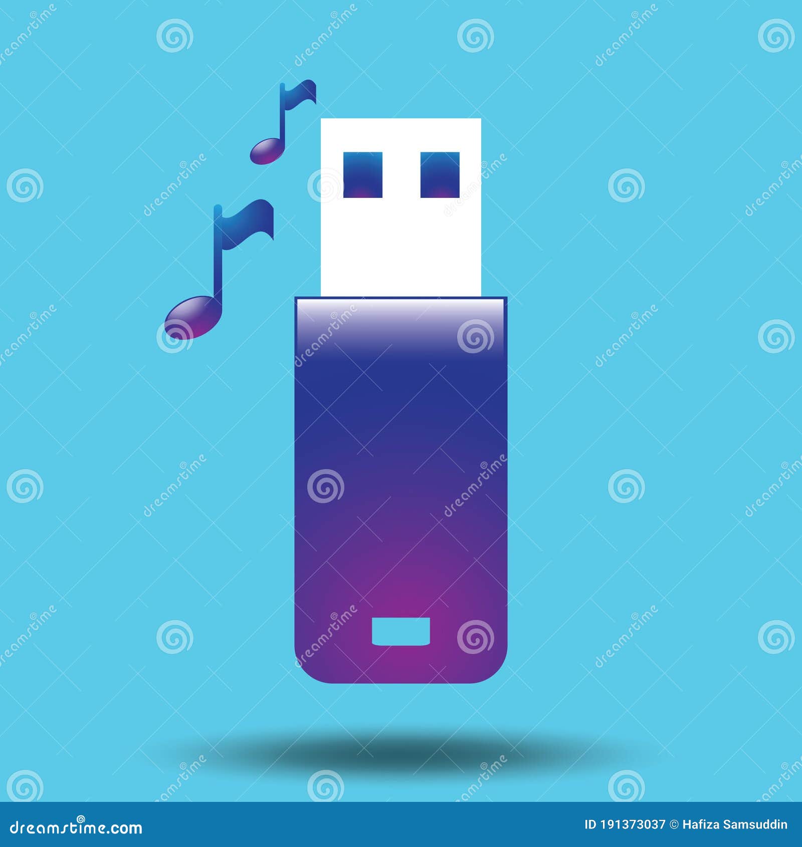 Usb Flash Drive with Musical Notes. Vector Illustration Decorative ...
