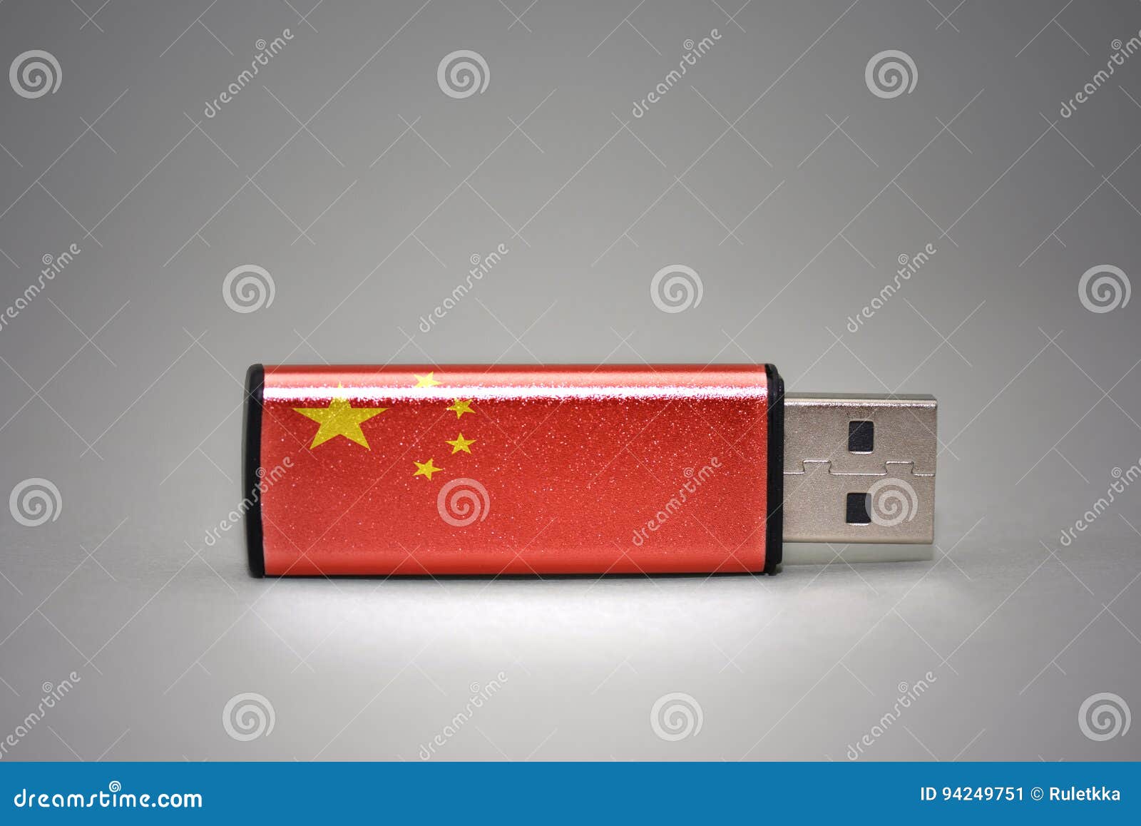 Usb Flash Drive with the National Flag of China on Gray Background ...