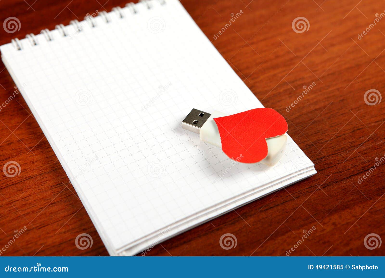 USB Flash Drive on the Note Pad Stock Image - Image of background, love ...