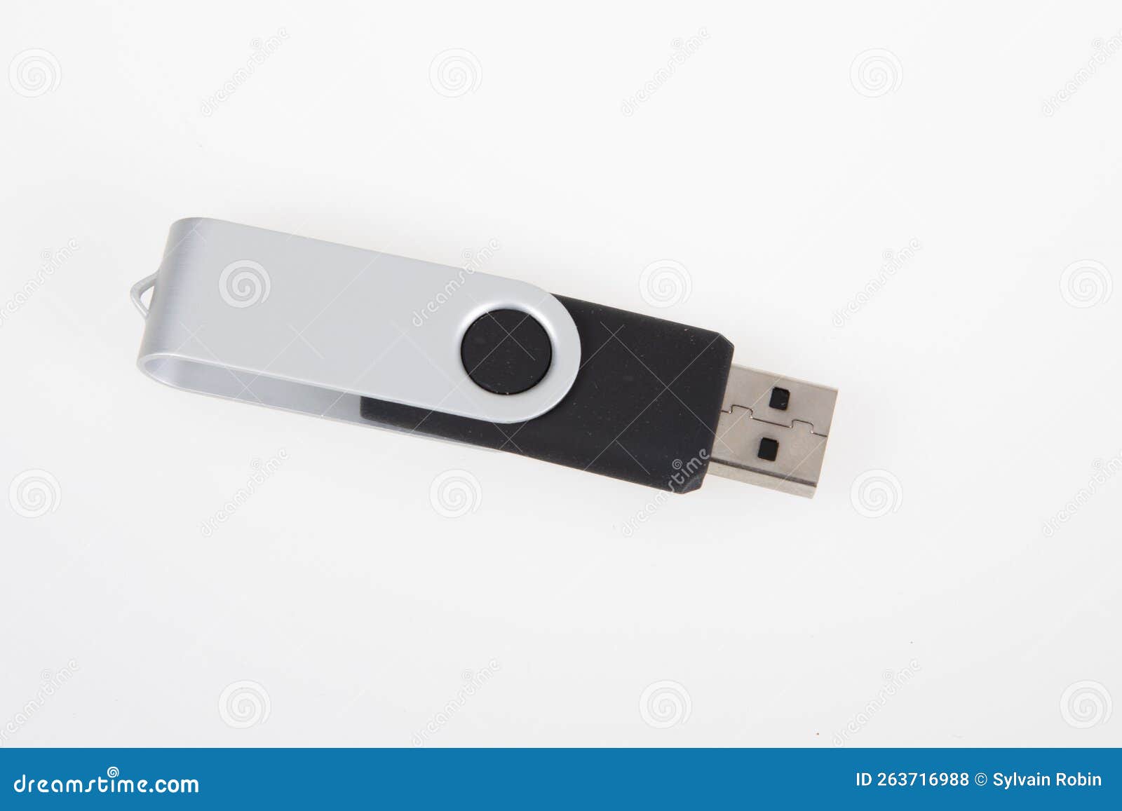 USB Flash Drive Open Key Grey and Black on White Background Stock Photo ...