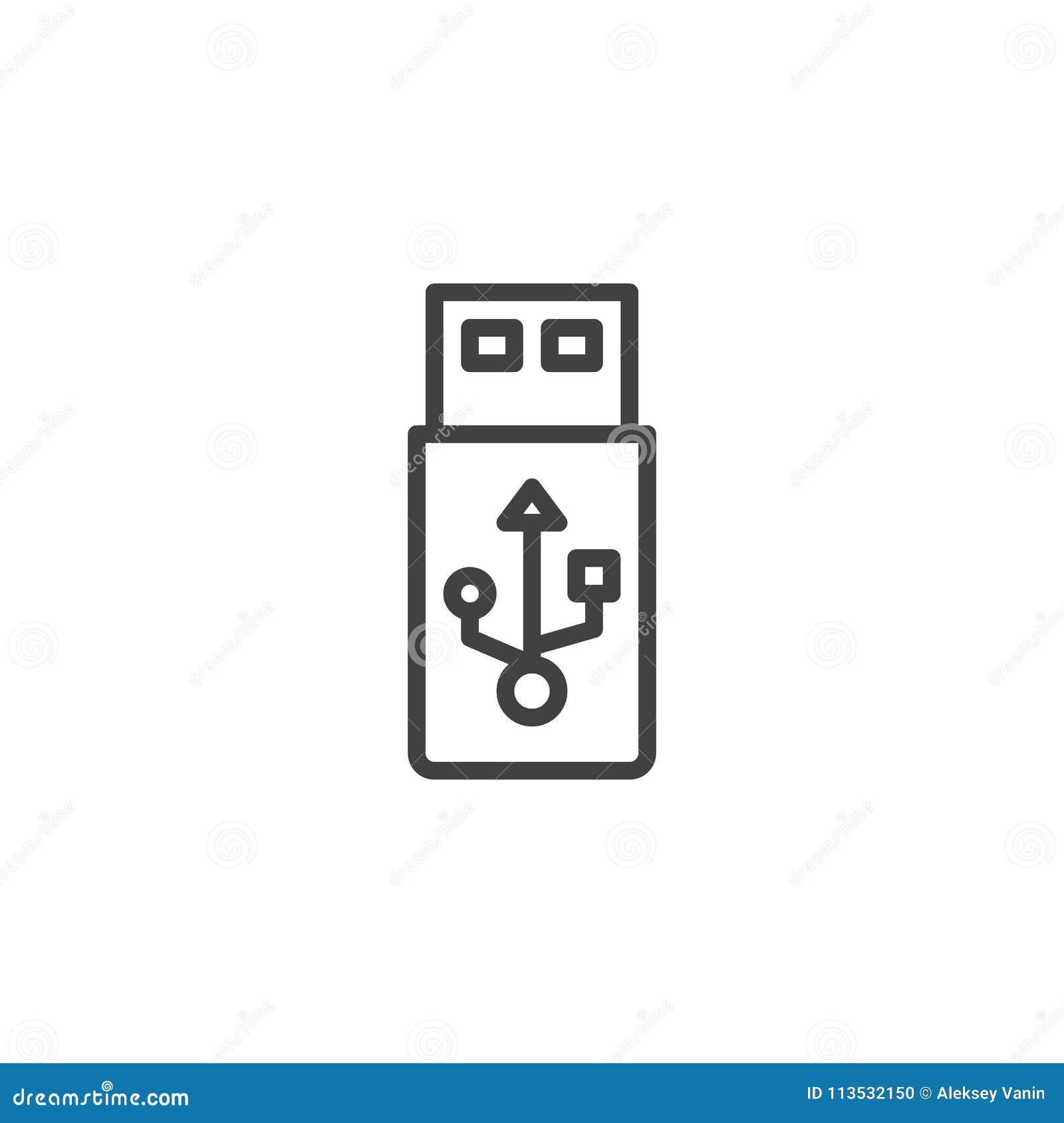 USB Flash Drive Outline Icon Stock Vector - Illustration of save ...
