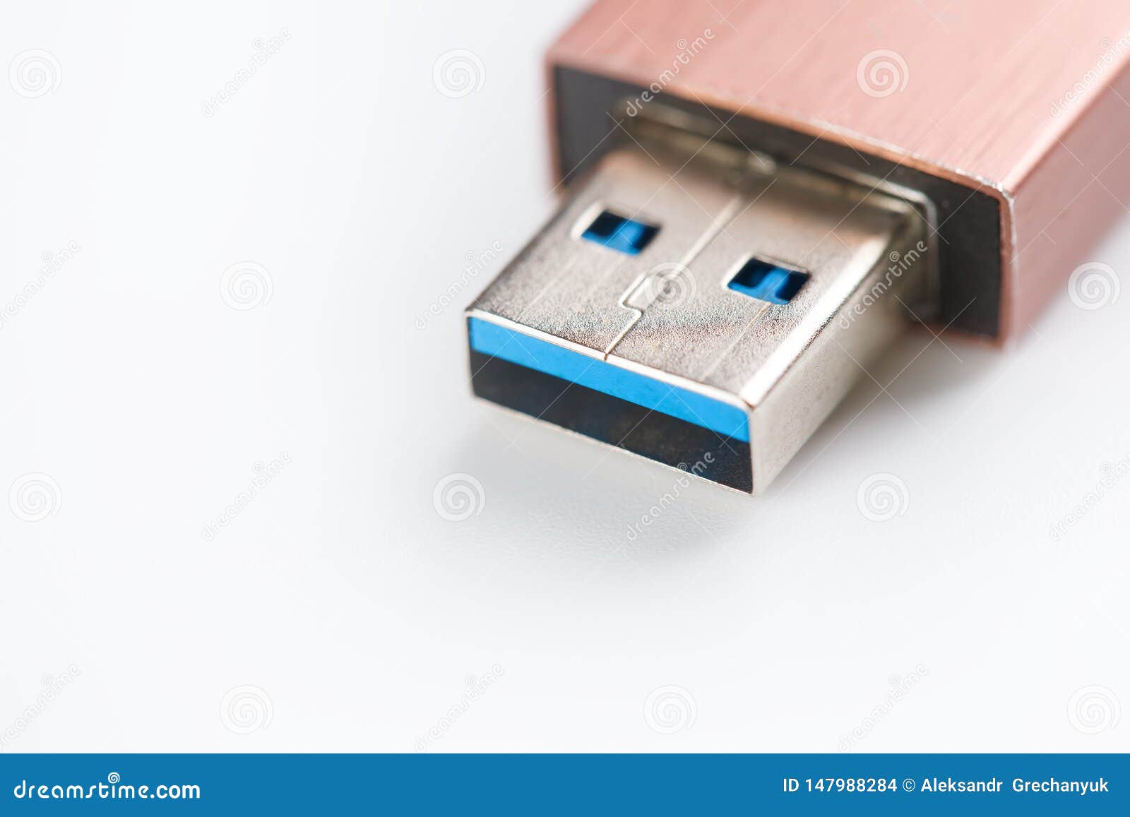 USB Flash Drive 3 Plug Closeup on a White Background. Storage in ...