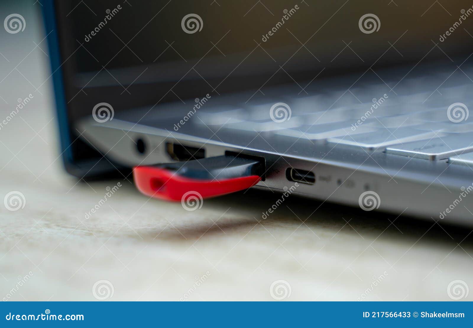 USB Flash Drive Plugged in Laptop Stock Image - Image of portable, disk ...