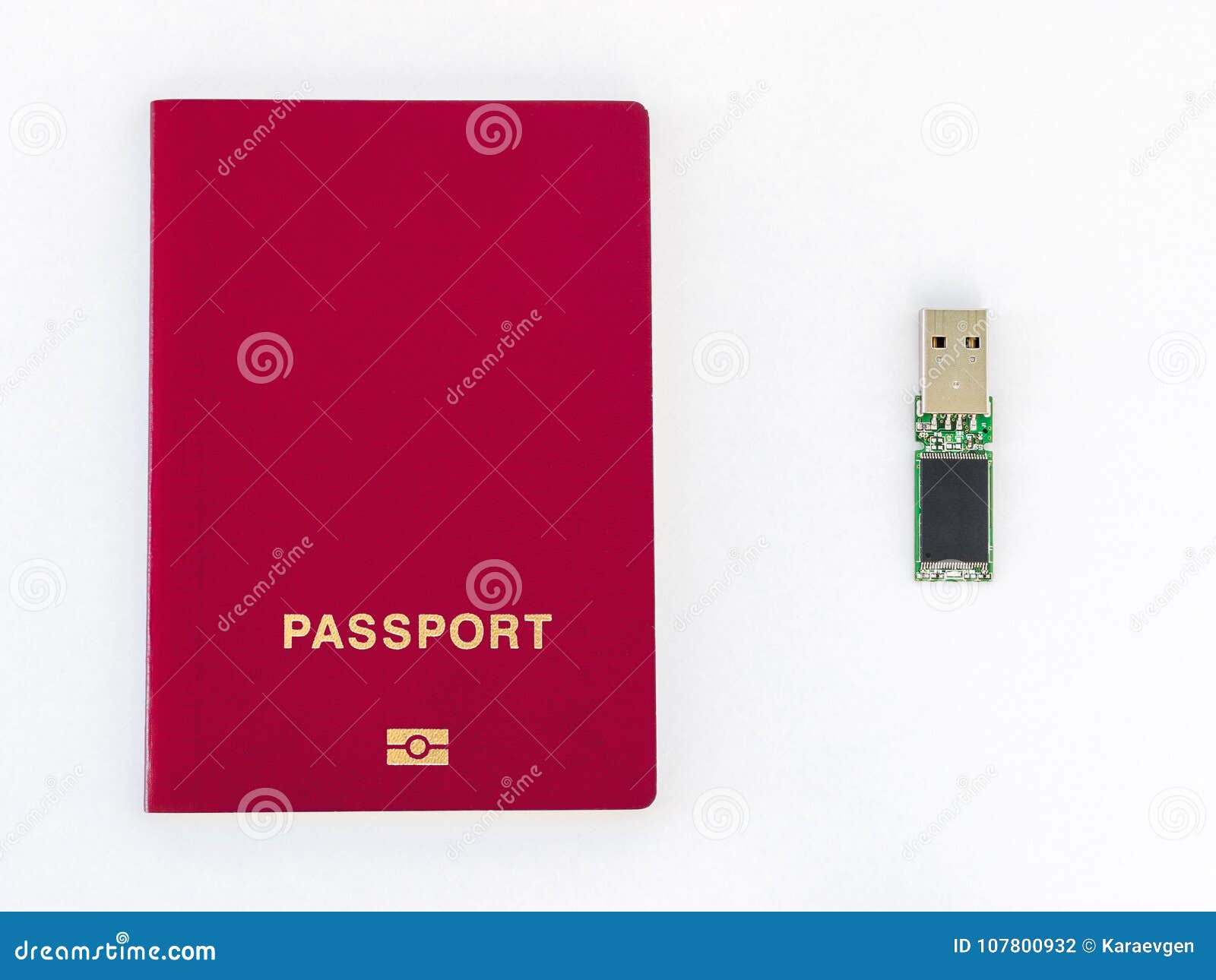 Usb Flash Drive and Red Passport Stock Photo - Image of background ...