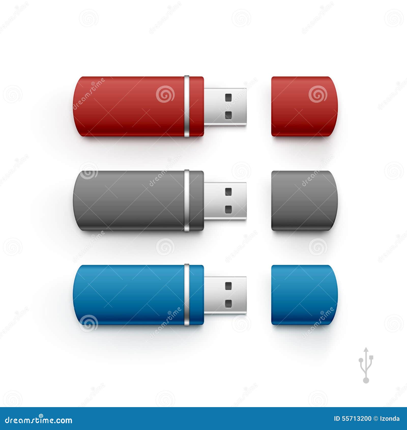 USB Flash Drive Stick Memory Vector Set Isolated Stock Vector ...