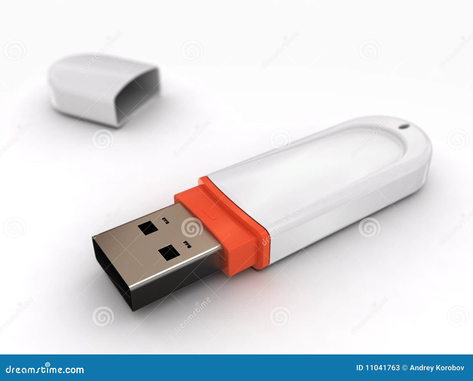 USB Flash Drive on White Background Stock Illustration - Illustration ...