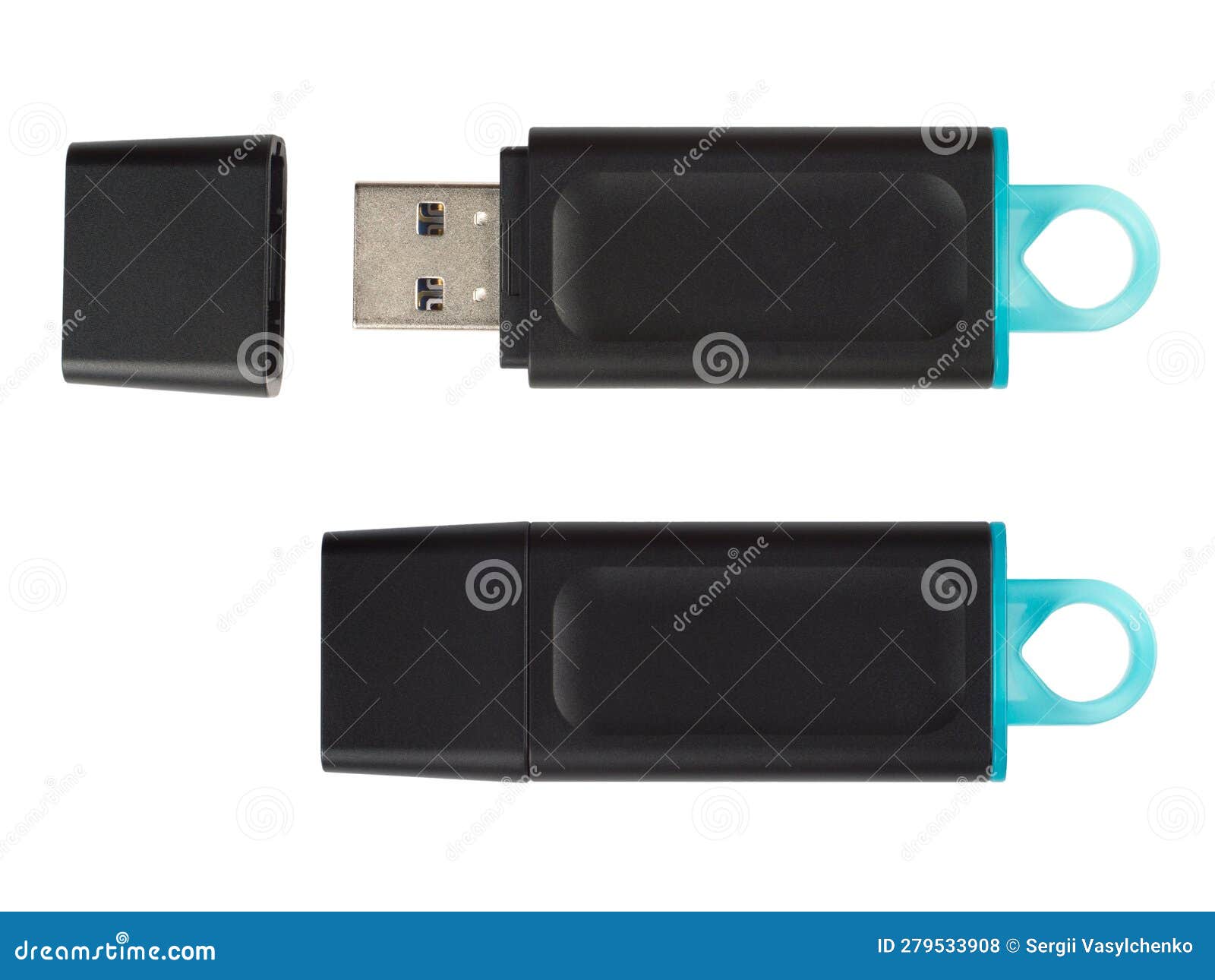 USB Flash Drive on a White Background. Black Plastic Flash Drive Stock ...