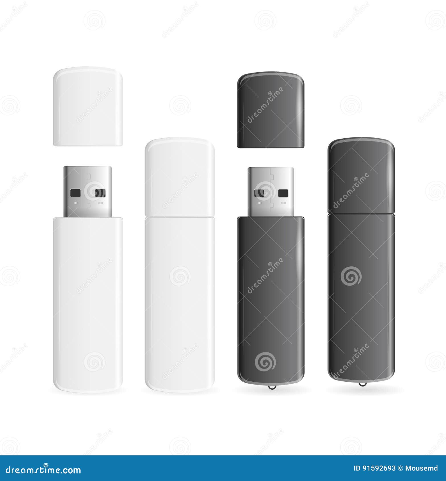 Usb Flash Drive White and Black Open or Close. Vector Stock Vector ...
