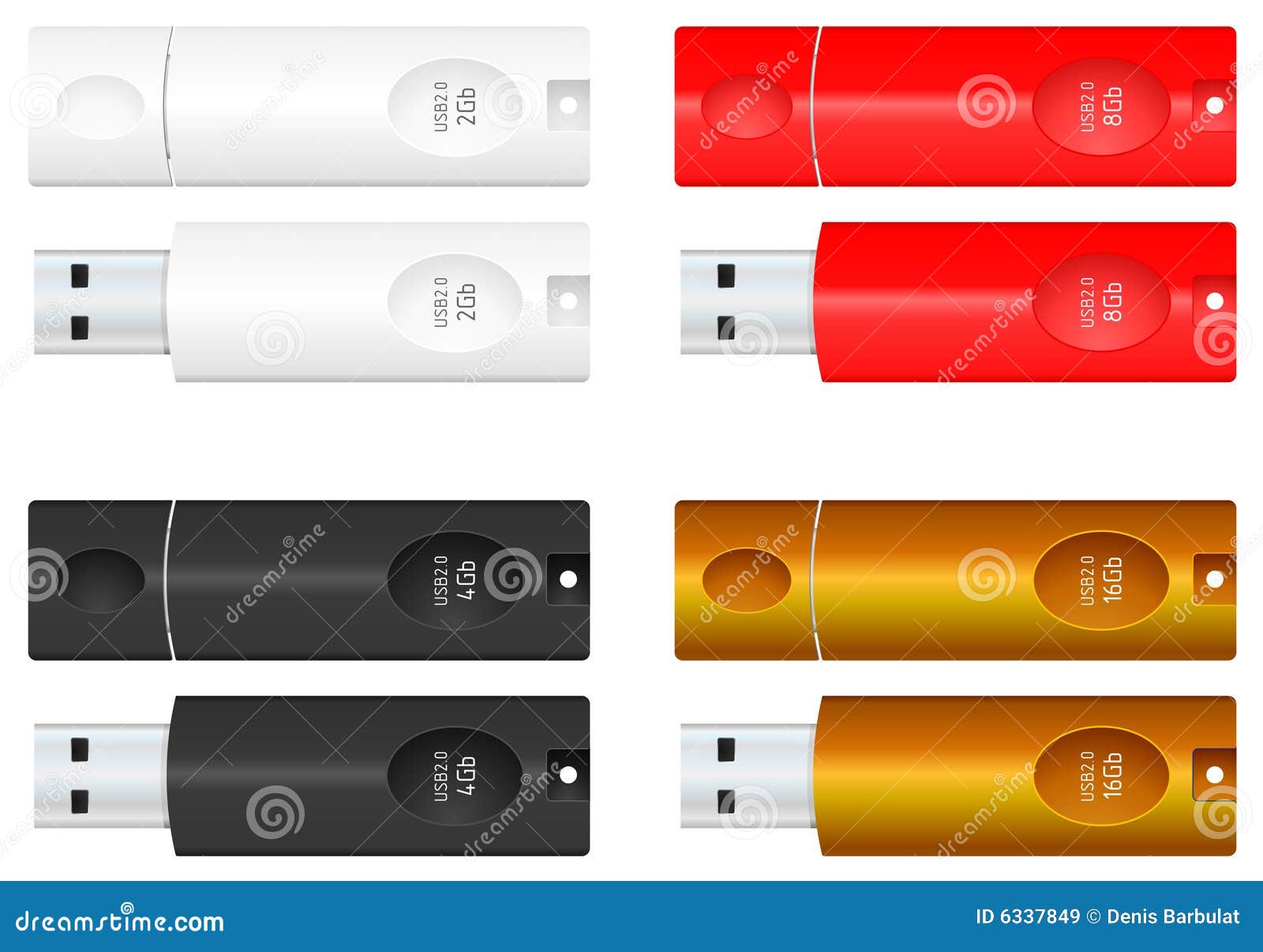 USB Flash Drives stock illustration. Illustration of flash - 6337849