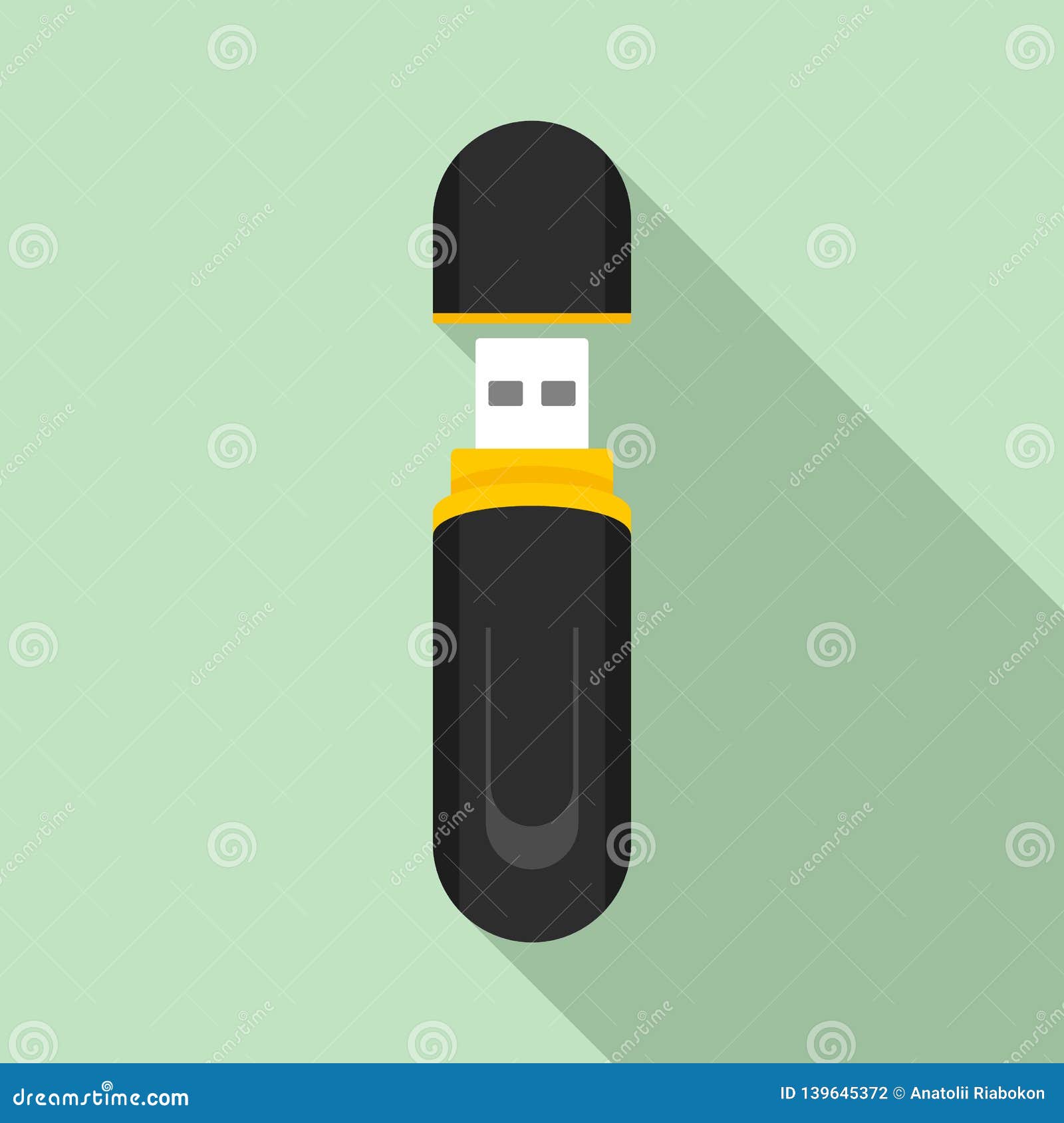 Usb flash icon, flat style stock vector. Illustration of office - 139645372