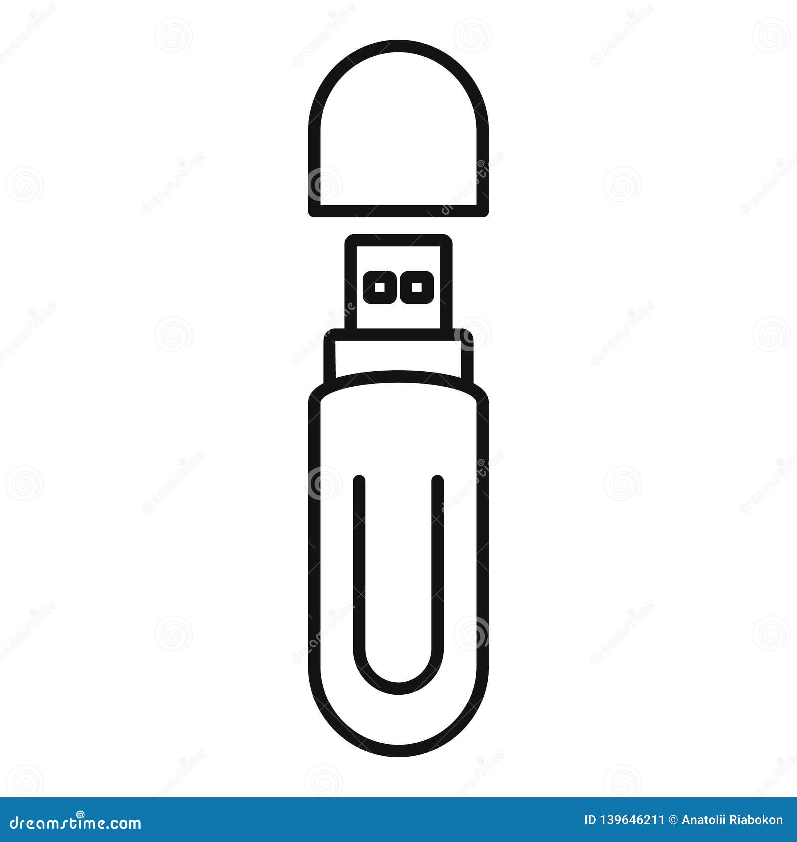 Usb Flash Icon, Outline Style Stock Vector - Illustration of computer ...