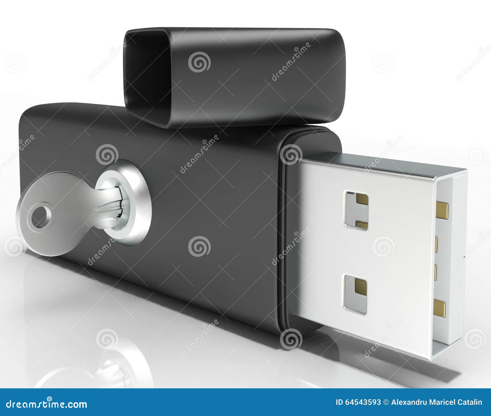 Usb Flash and Key Shows Secure Portable Memory Stock Image - Image of ...