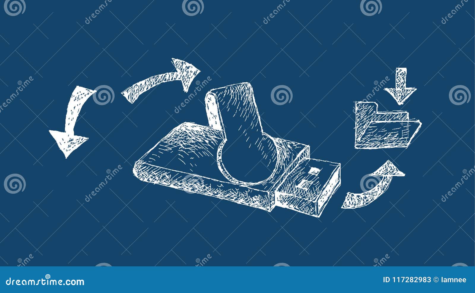 USB Flash Memory on Blue Print Background Stock Vector - Illustration ...