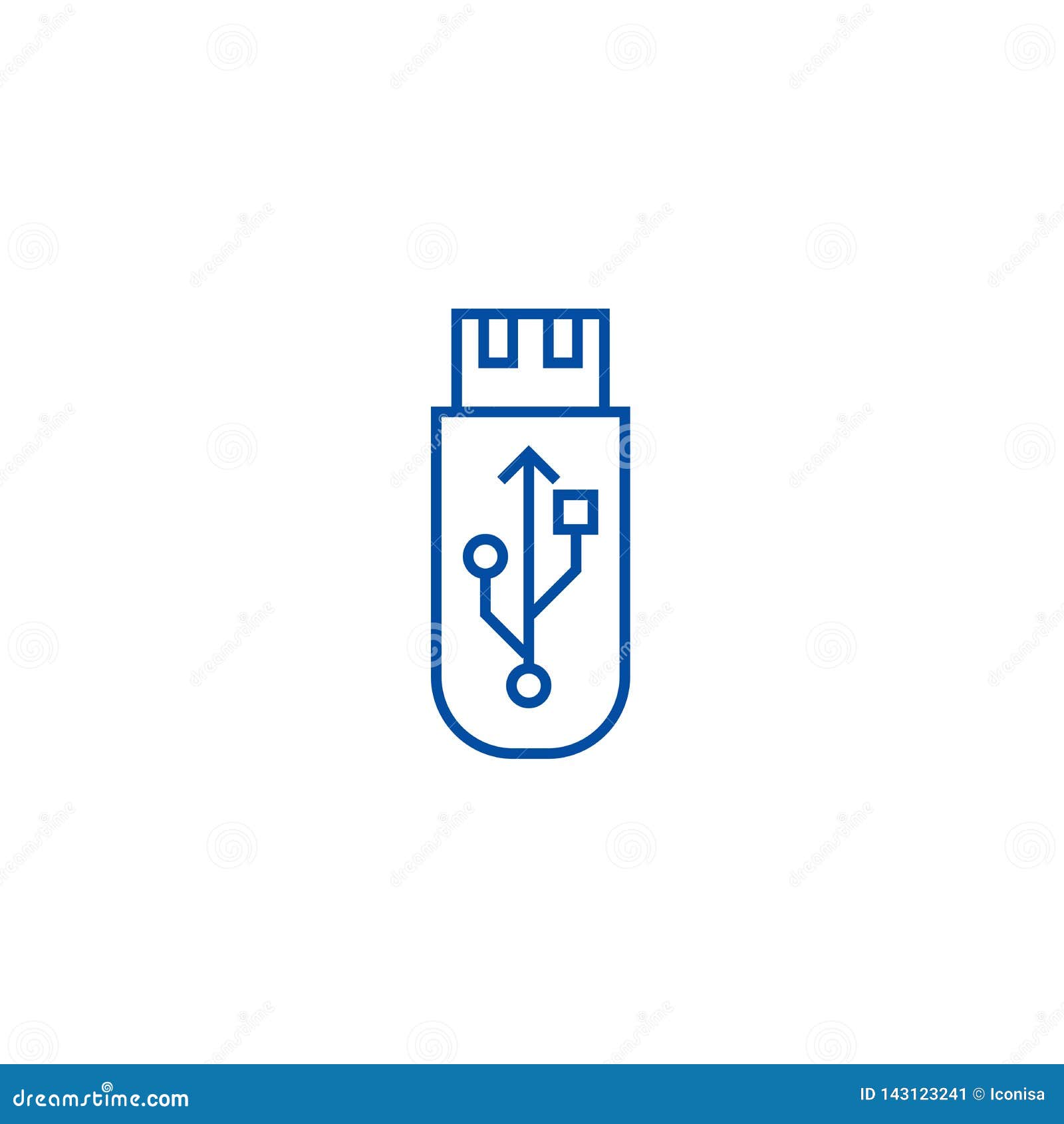Usb Flash. Memory Card Line Icon Concept. Usb Flash. Memory Card Flat ...