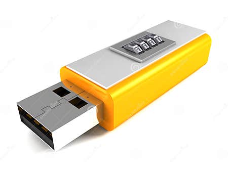 Usb Flash Memory Drive with Combination Lock Stock Illustration ...