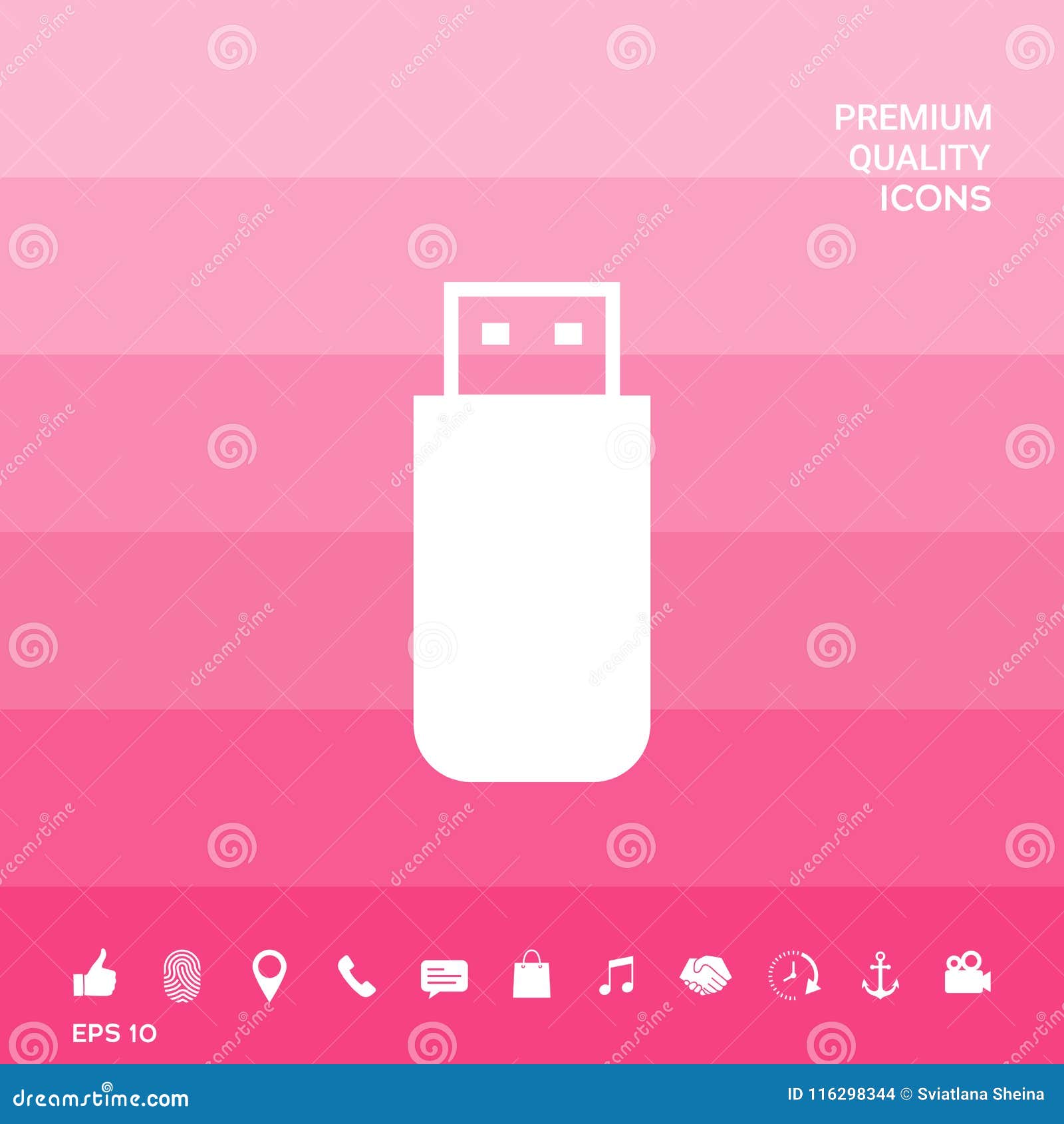 USB Flash Memory Drive Icon Stock Vector - Illustration of memory, play ...