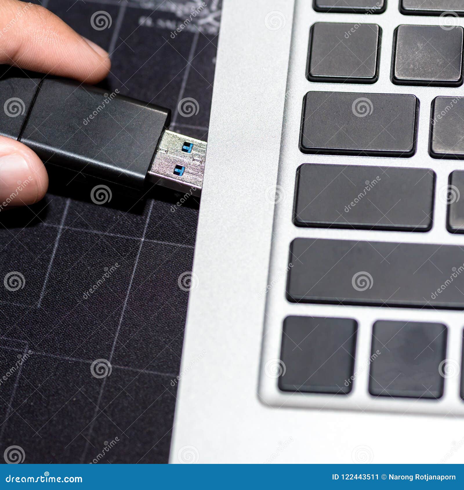 USB Flash Memory Drive Plugged into a Computer Laptop Port. Stock Image ...