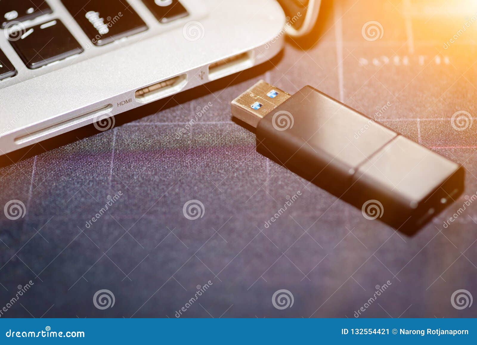 USB Flash Memory Drive Plugged into a Computer Laptop Port. Stock Image ...