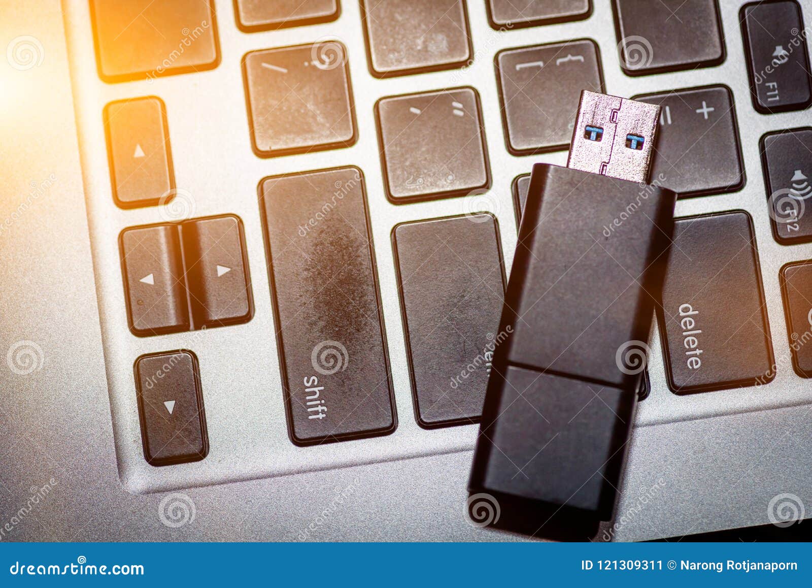 USB Flash Memory Drive Plugged into a Computer Laptop Port. Stock Image ...