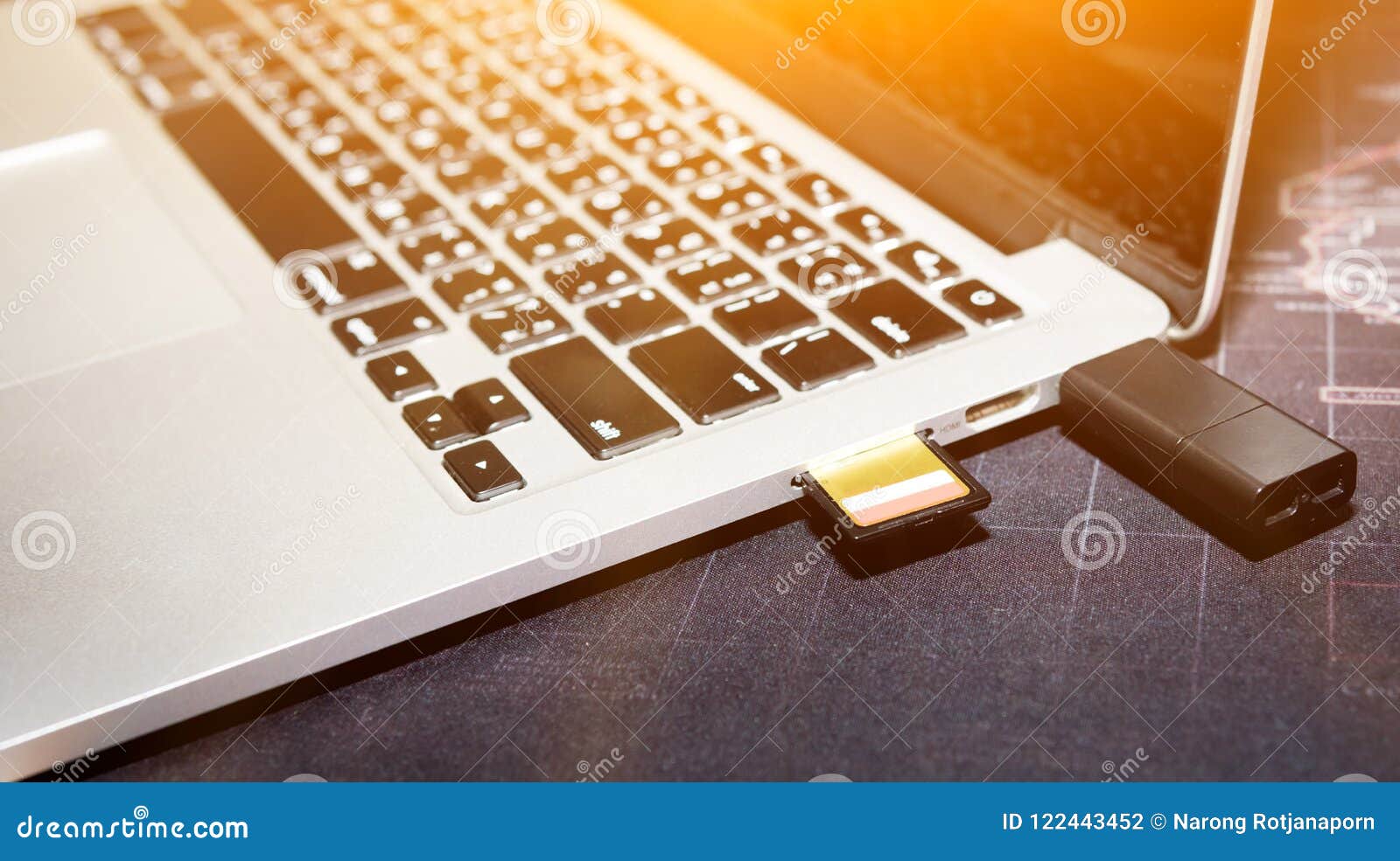 USB Flash Memory Drive Plugged into a Computer Laptop Port. Stock Photo ...