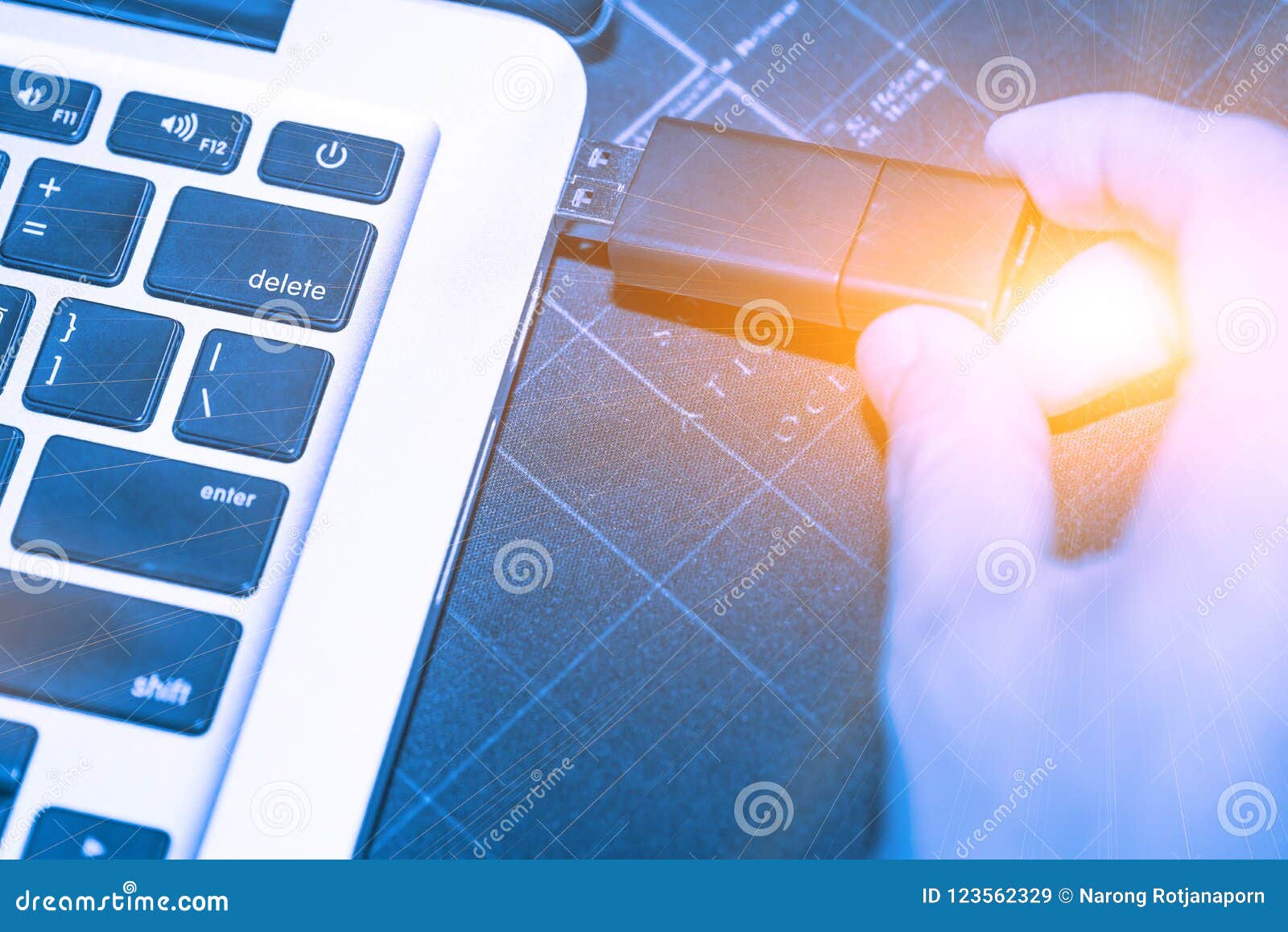 USB Flash Memory Drive Plugged into a Computer Laptop Port. Stock Image ...