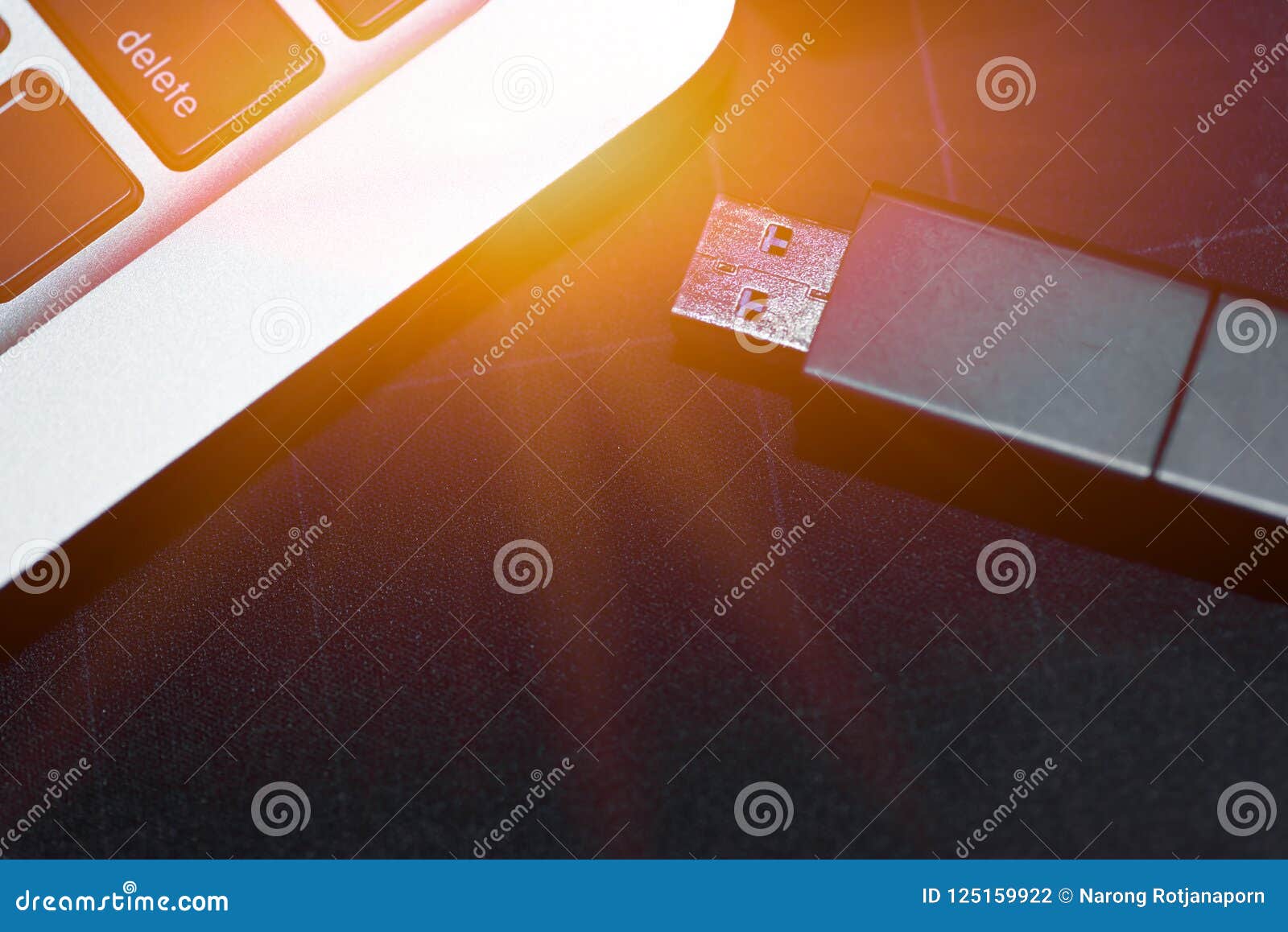 USB Flash Memory Drive Plugged into a Computer Laptop Port. Stock Photo ...