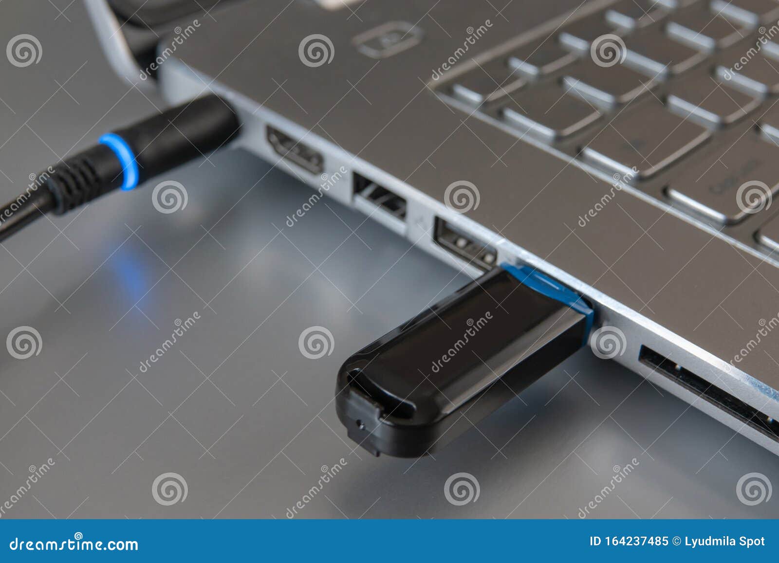 Usb Flash Memory and Laptop on Table Stock Image - Image of save ...