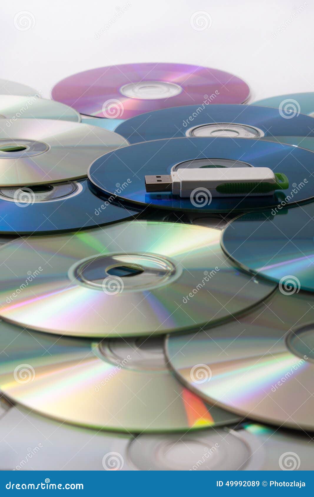 Usb Flash Memory on a Pile of Compact Discs Stock Image - Image of ...