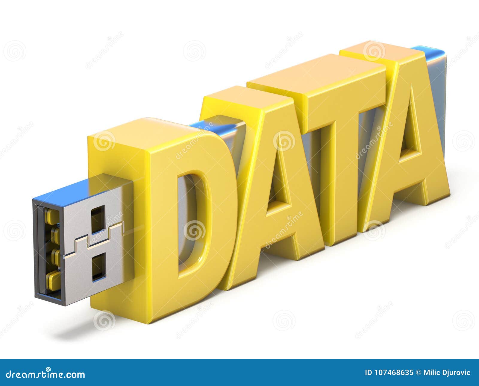 USB Flash Memory Stick with Word DATA 3D Stock Illustration ...