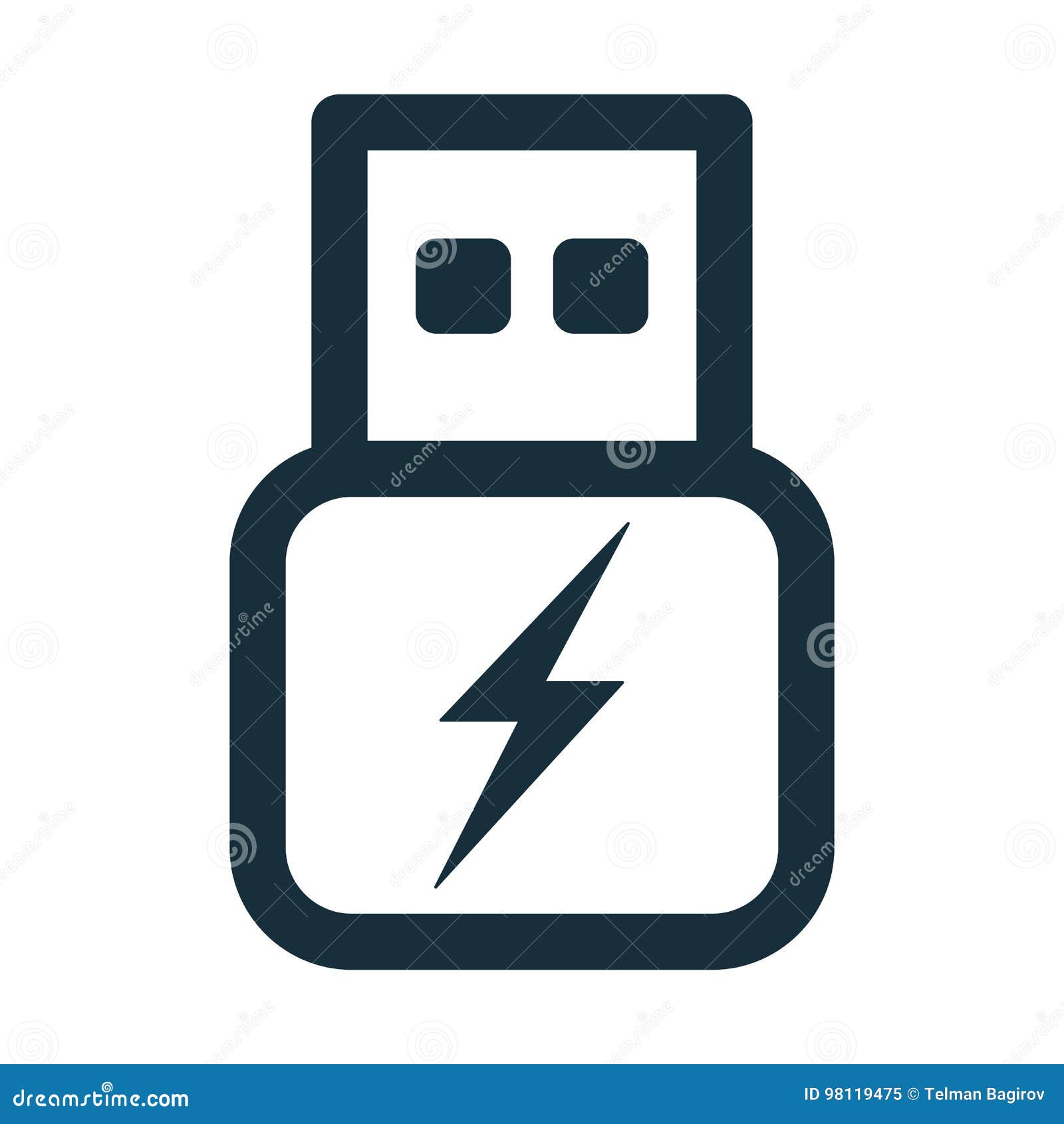 Usb Flash Power Charge Transparent Icon Stock Illustration ...