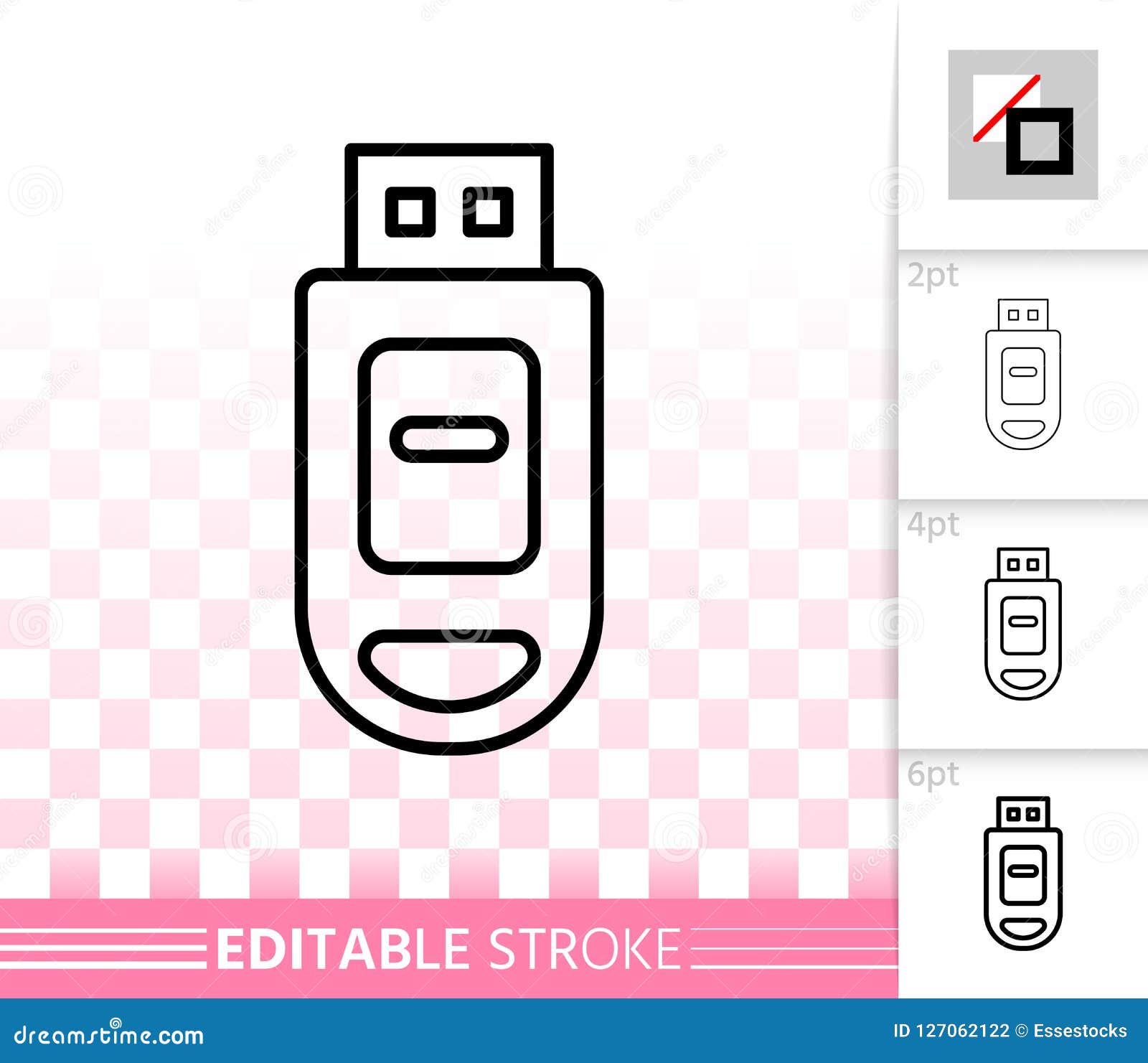 Usb Flash Simple Black Line Vector Icon Stock Vector - Illustration of ...