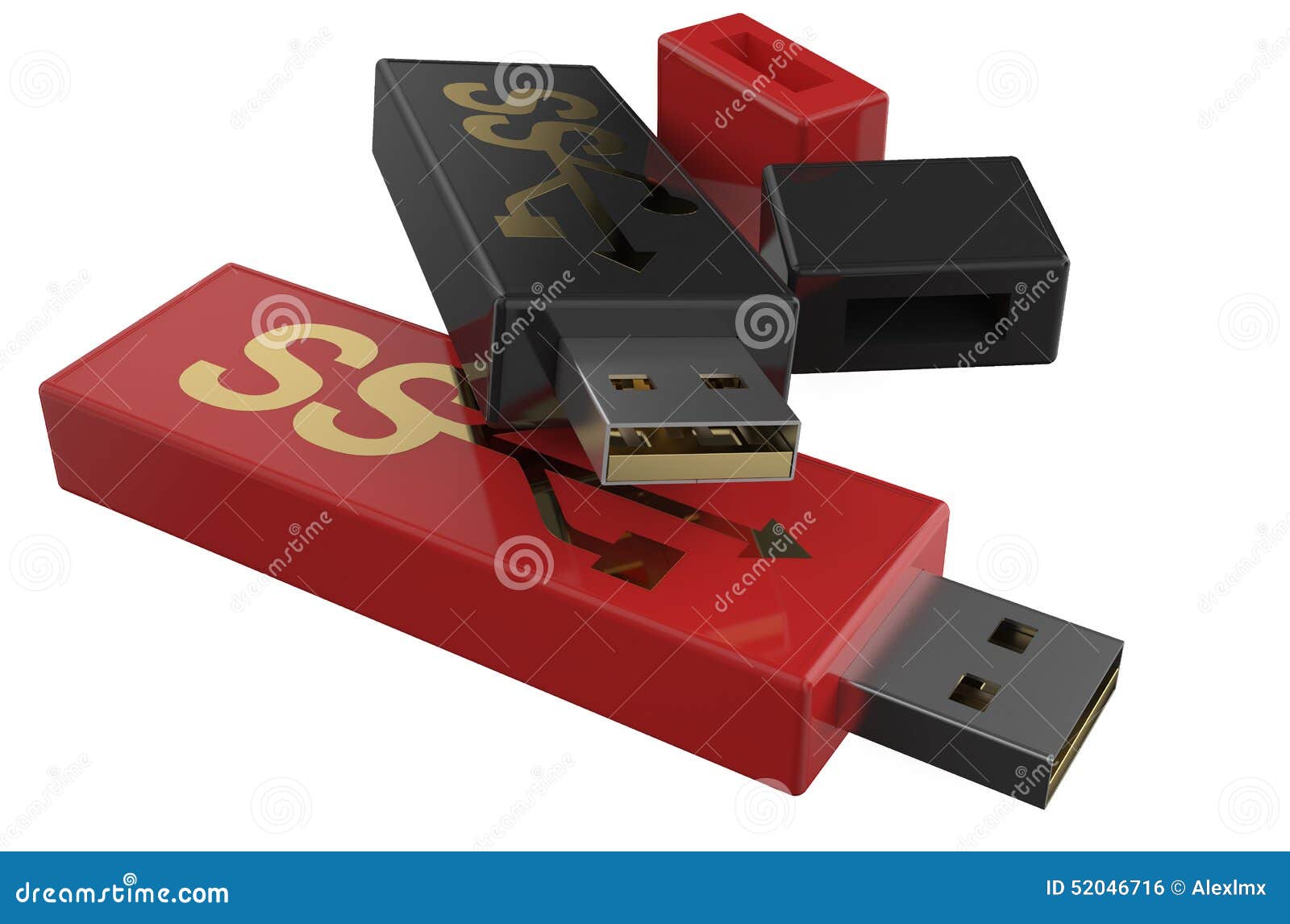 USB Flashes Drive Ss 3.0 Red and Black Stock Illustration ...