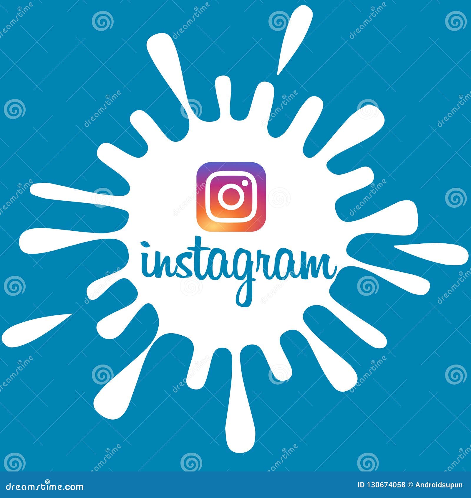 Splash Instagram Logo. Black And White Colors. Isolated On White ...