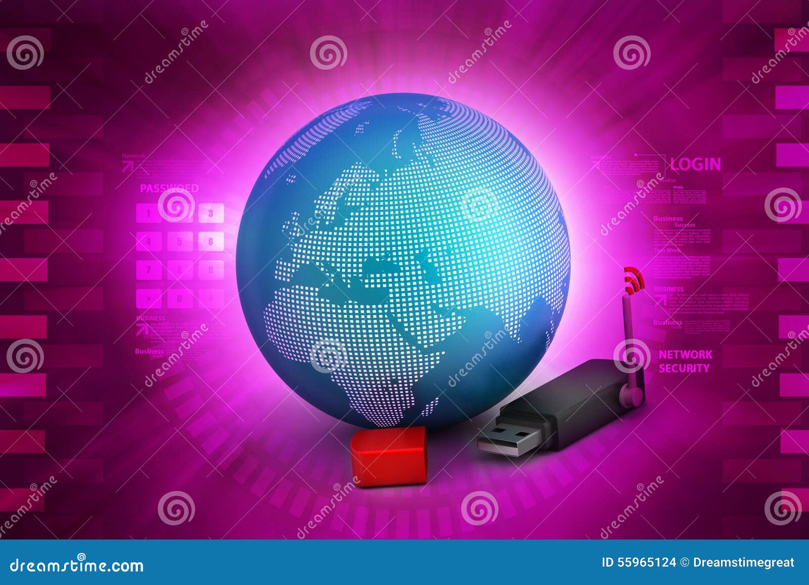 Usb and Globe with Internet Connection Stock Illustration ...