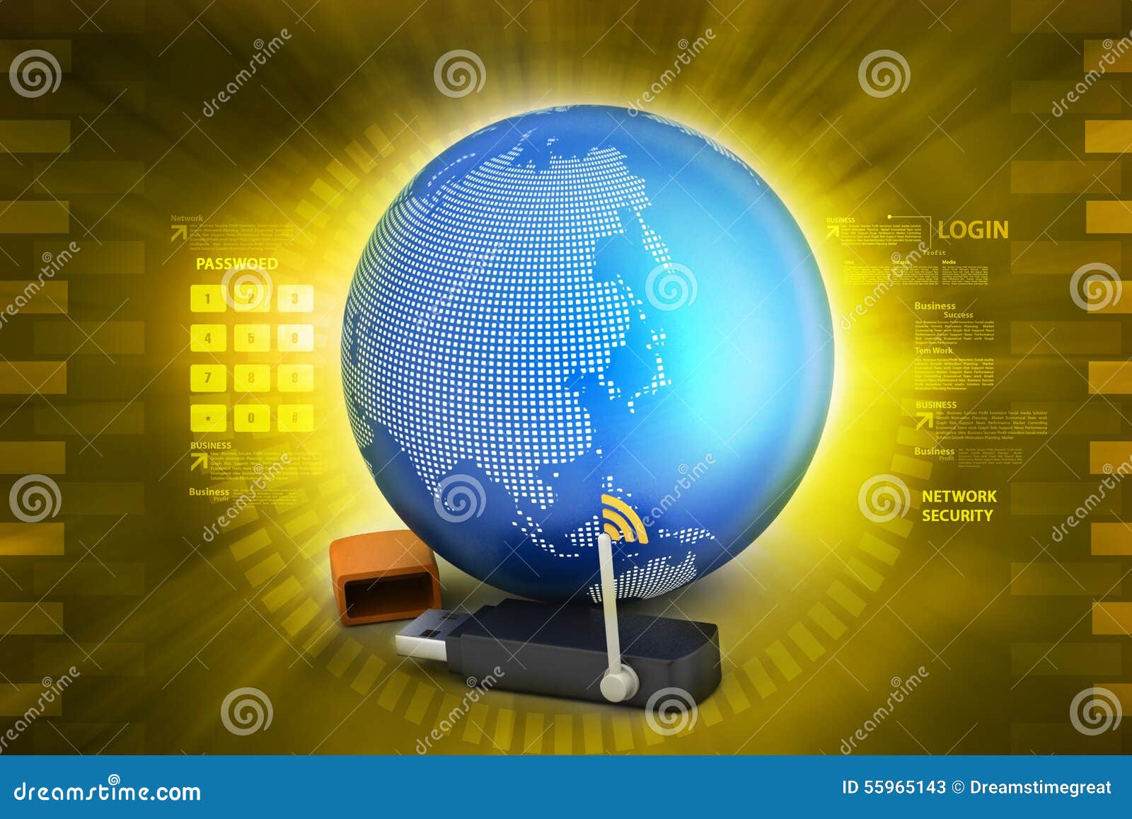 Usb and Globe with Internet Connection Stock Illustration ...